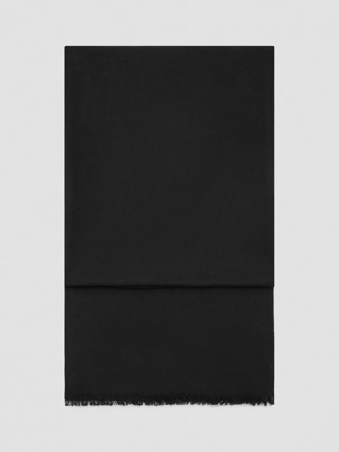 MANGO Givy Frayed Edge Scarf, Black | endource