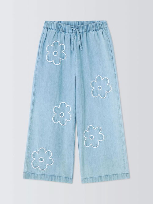 JOHN LEWIS Kids' Floral Wide Leg Trousers, Blue | endource
