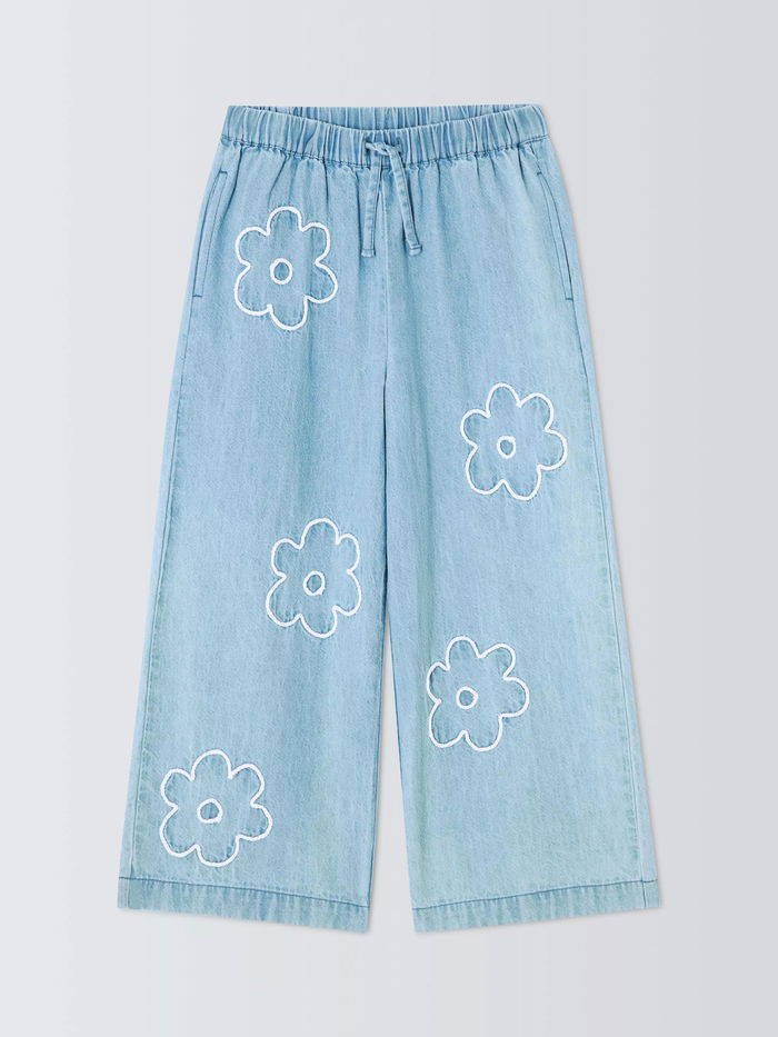 JOHN LEWIS Kids' Floral Wide Leg Trousers, Blue | endource