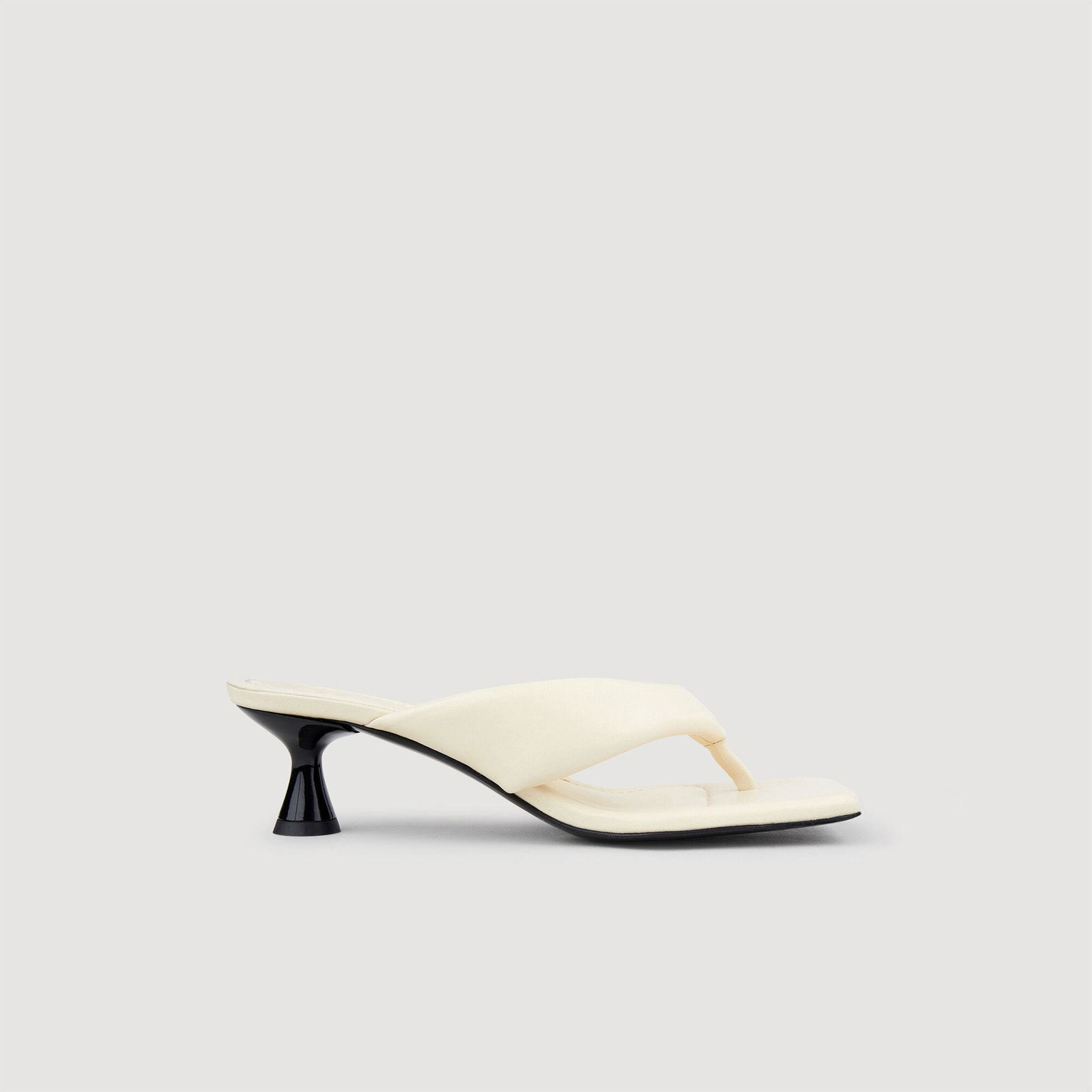 SANDRO Toe-Post Mules in Ecru | Endource