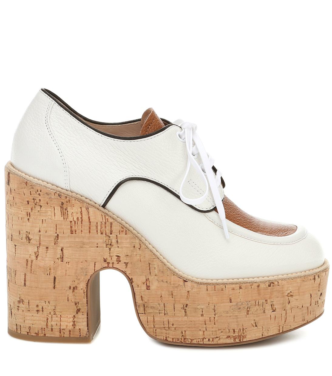 MIU MIU Leather And Cork Platforms | endource