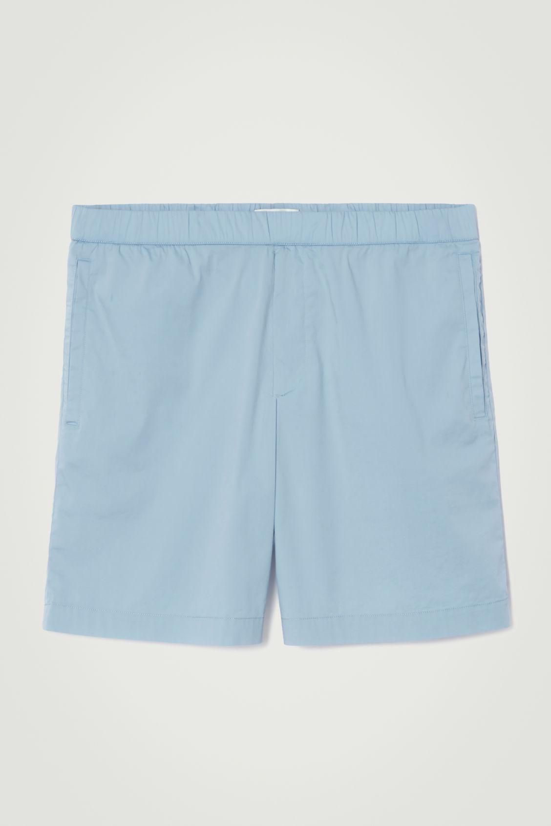 COS Elasticated Cotton-Blend Shorts in SKY BLUE | Endource
