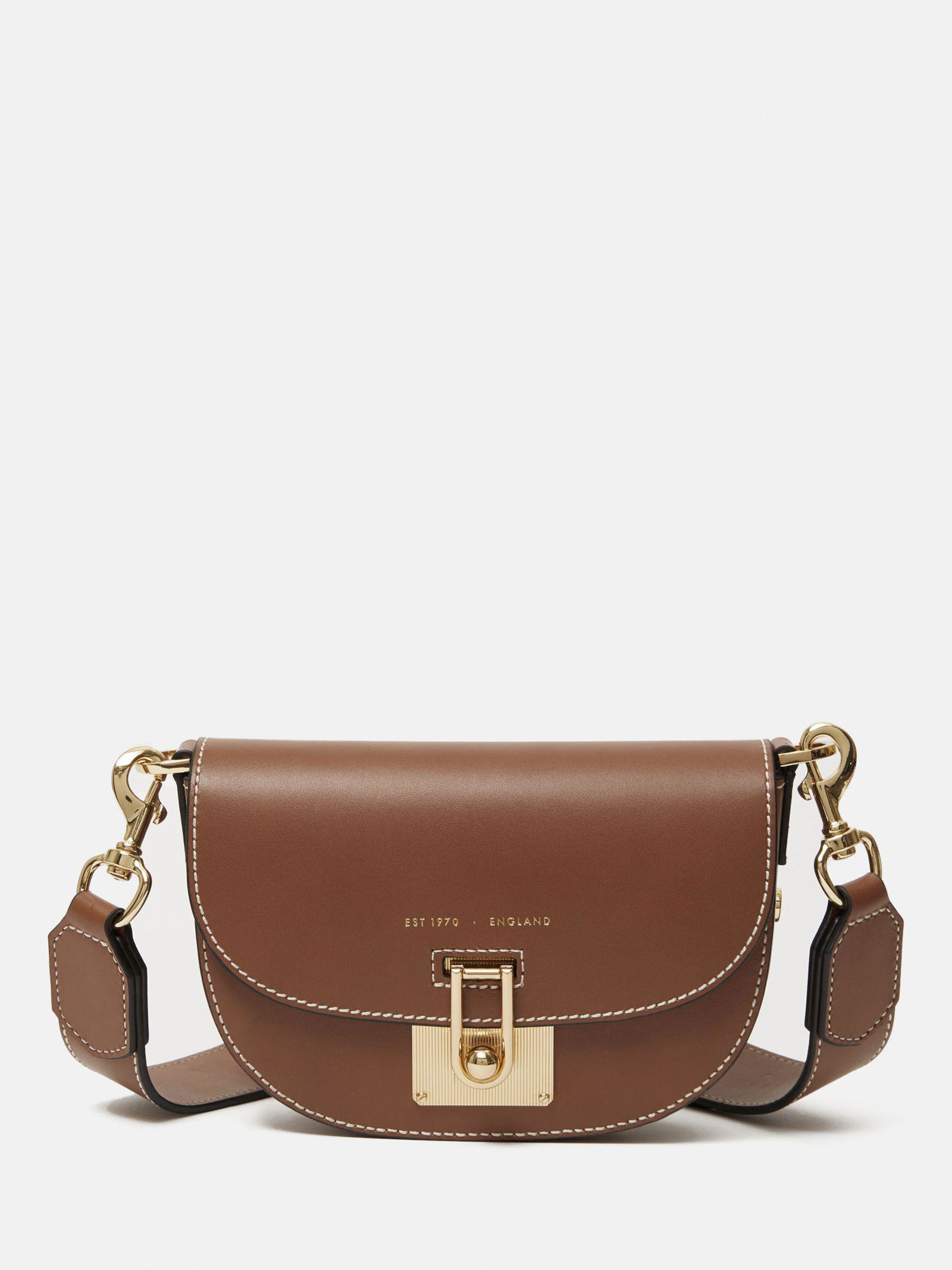 JIGSAW Denbigh Studded Leather Crossbody Bag in Brown | endource