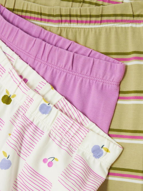 JOHN LEWIS Kids' Stripe/Plain/Fruit Check Leggings, Pack Of 3, Multi ...