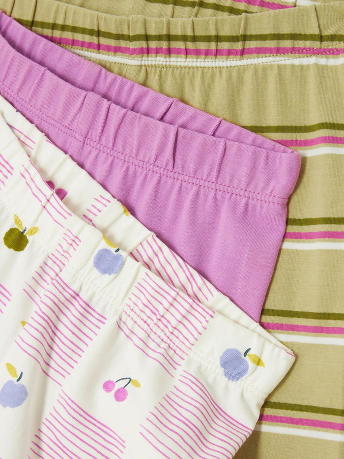 JOHN LEWIS Kids' Stripe/Plain/Fruit Check Leggings, Pack Of 3, Multi ...