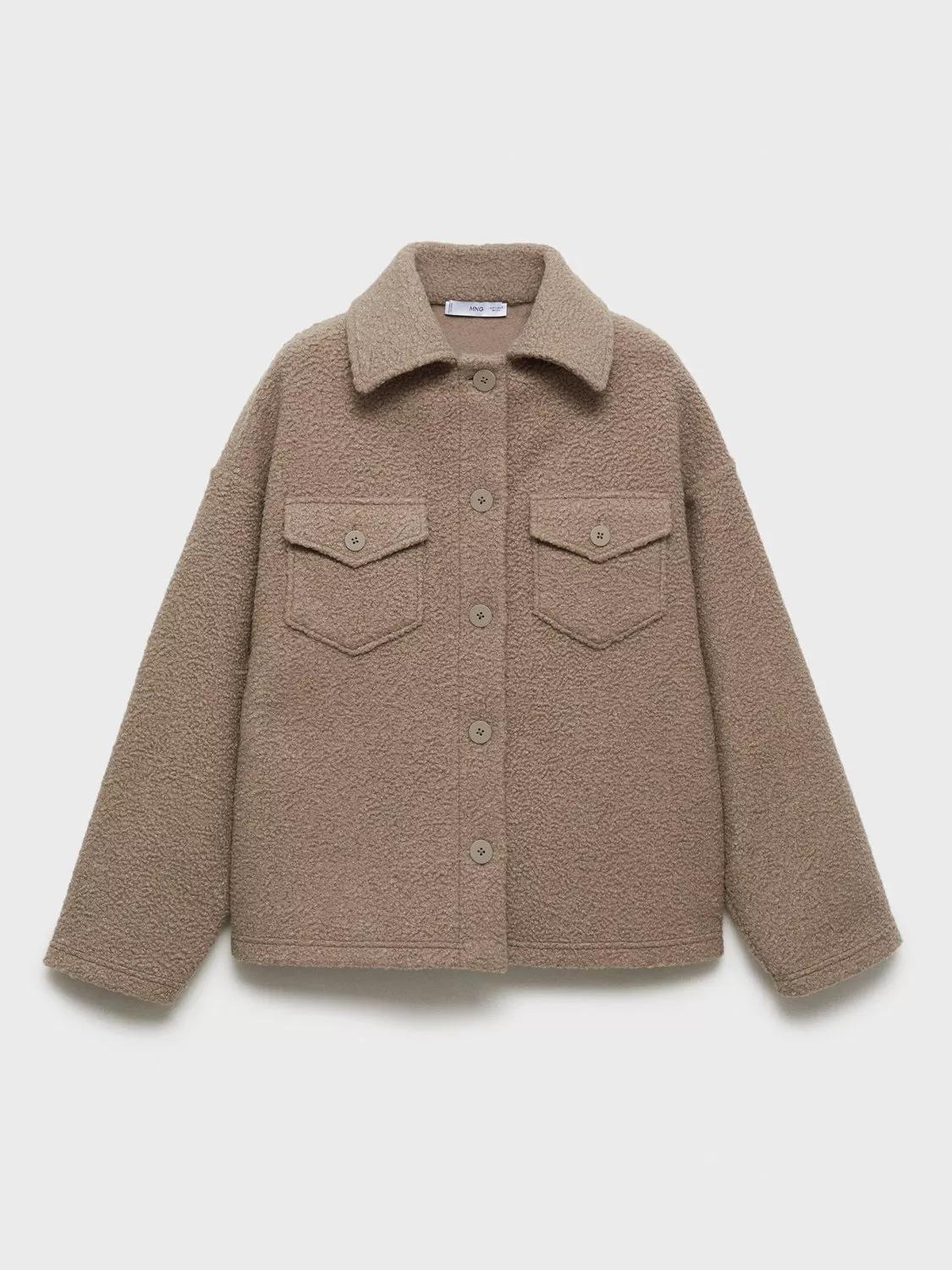 MANGO Missouri Boucle Shacket in Grey | endource