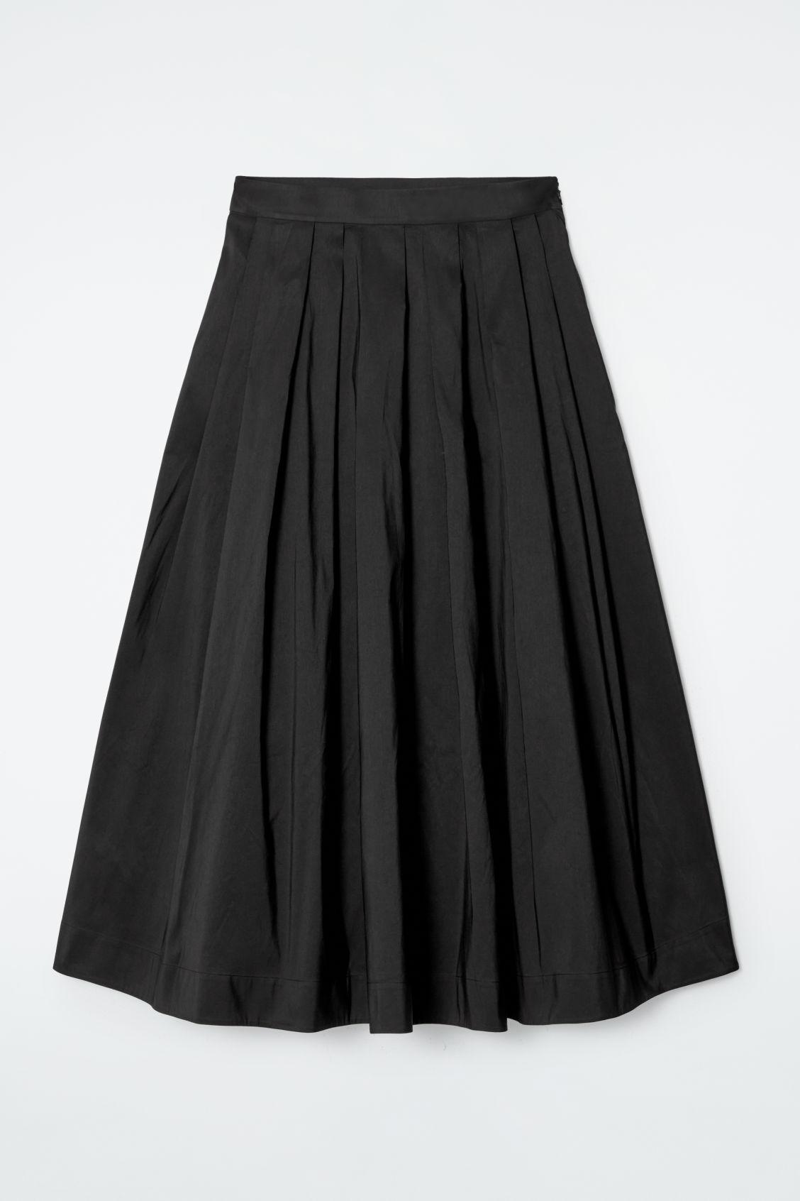 COS Pleated A-Line Midi Skirt in BLACK | endource