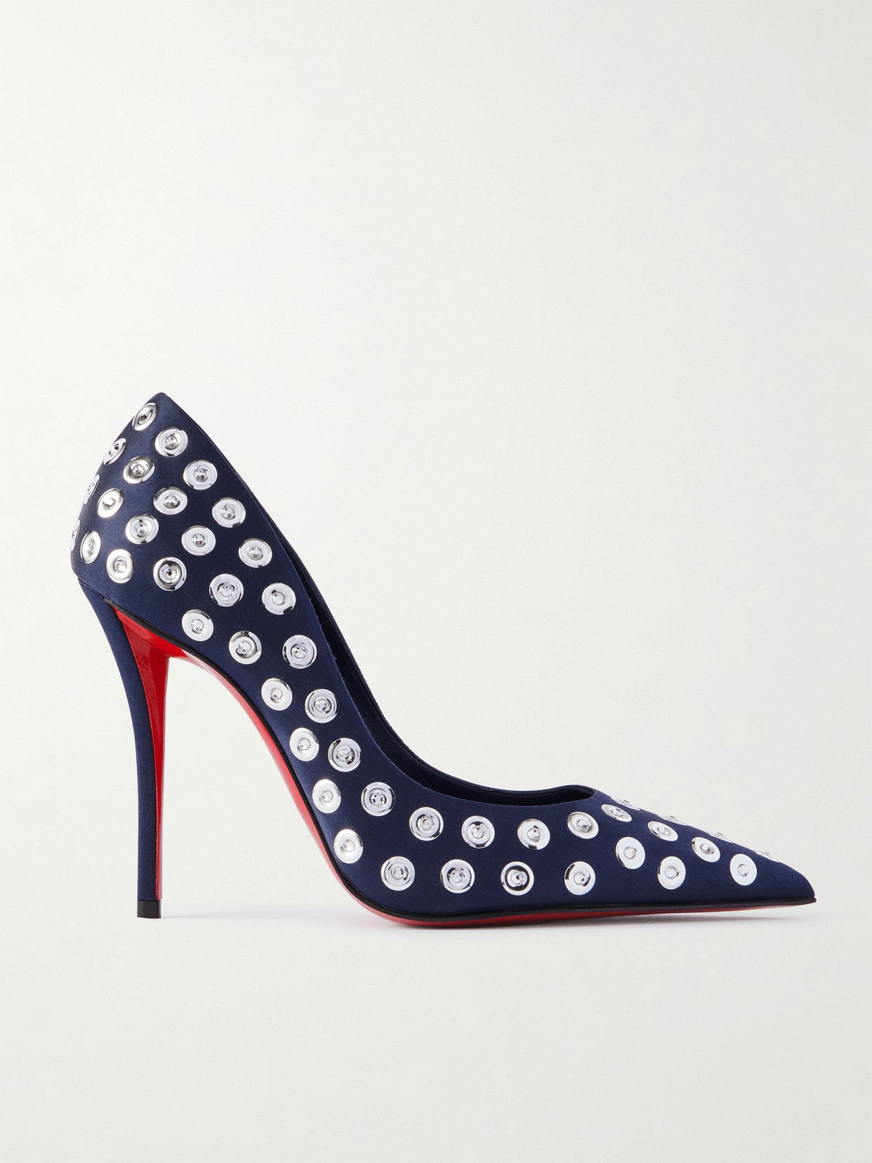 CHRISTIAN LOUBOUTIN Miss Z Boum Boum 100 Embellished Satin-Crepe Pumps ...