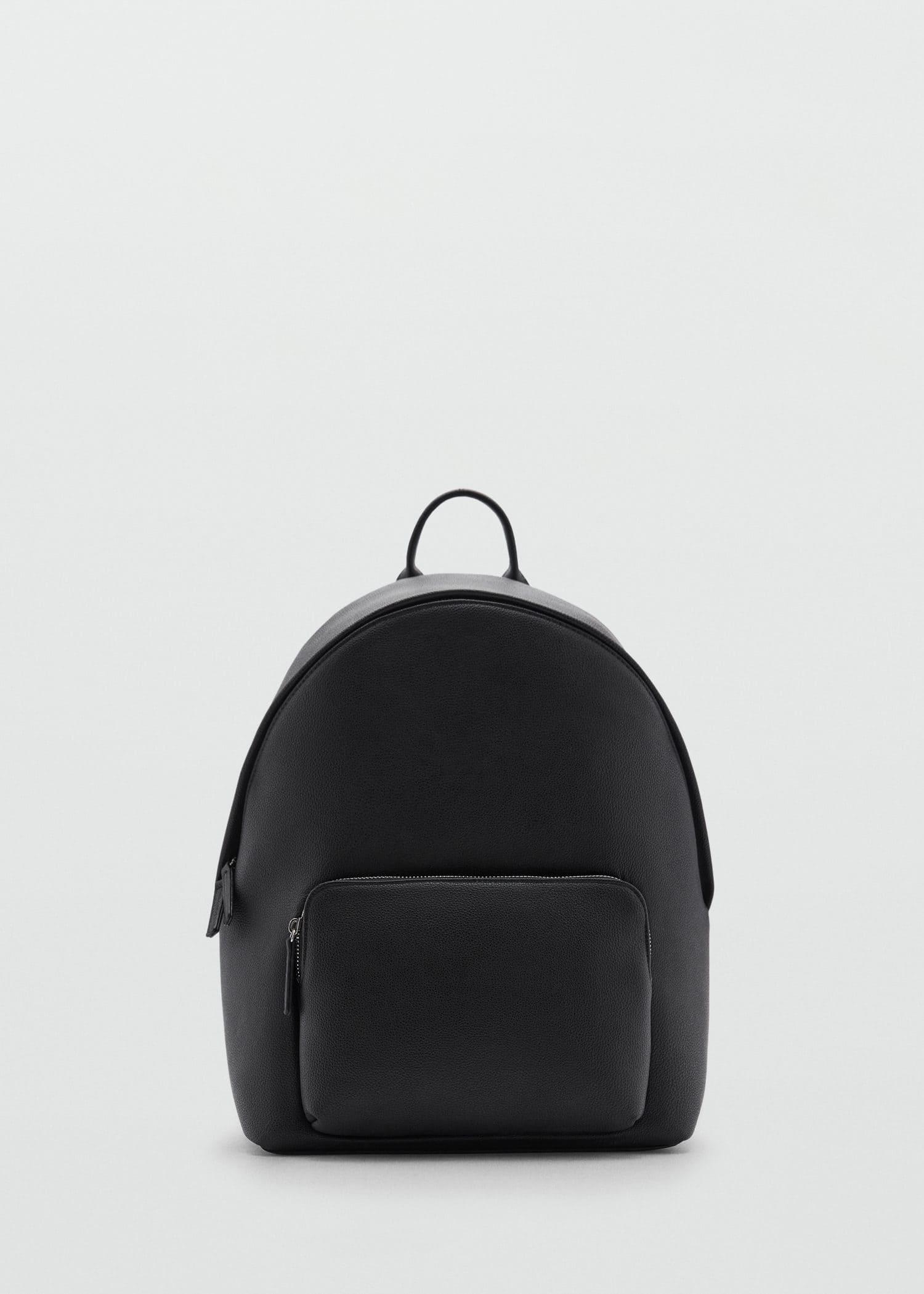 MANGO Leather-Effect Backpack in Black | Endource