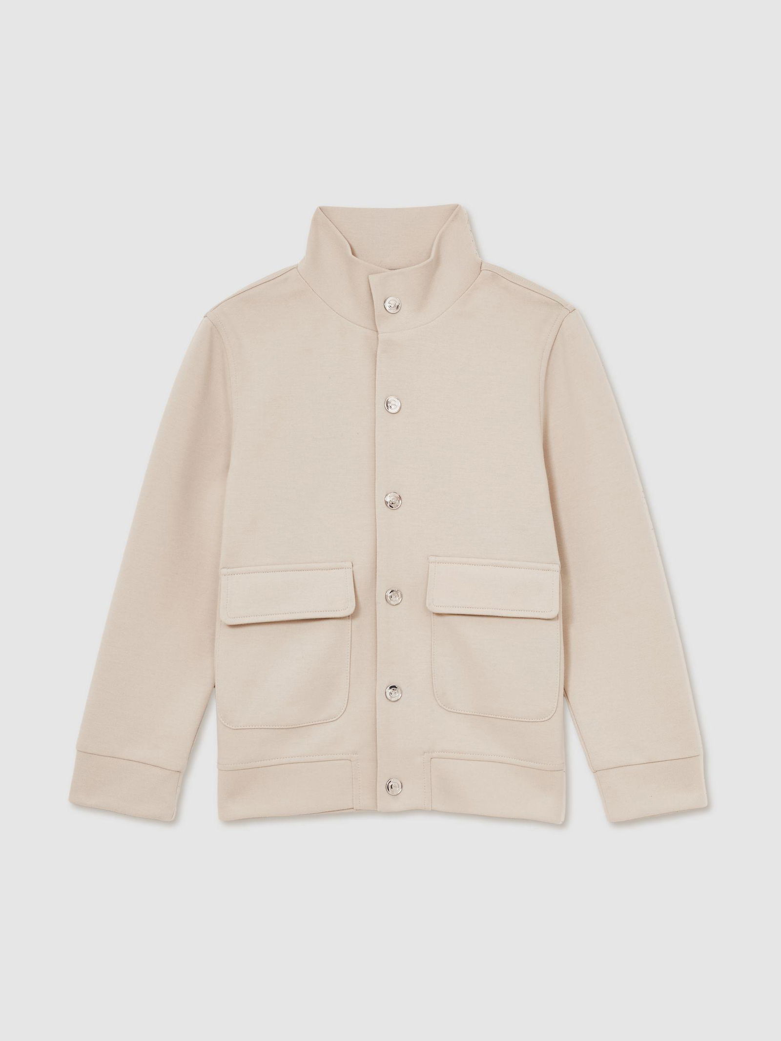 REISS Interlock Funnel-Neck Jacket in Stone | endource