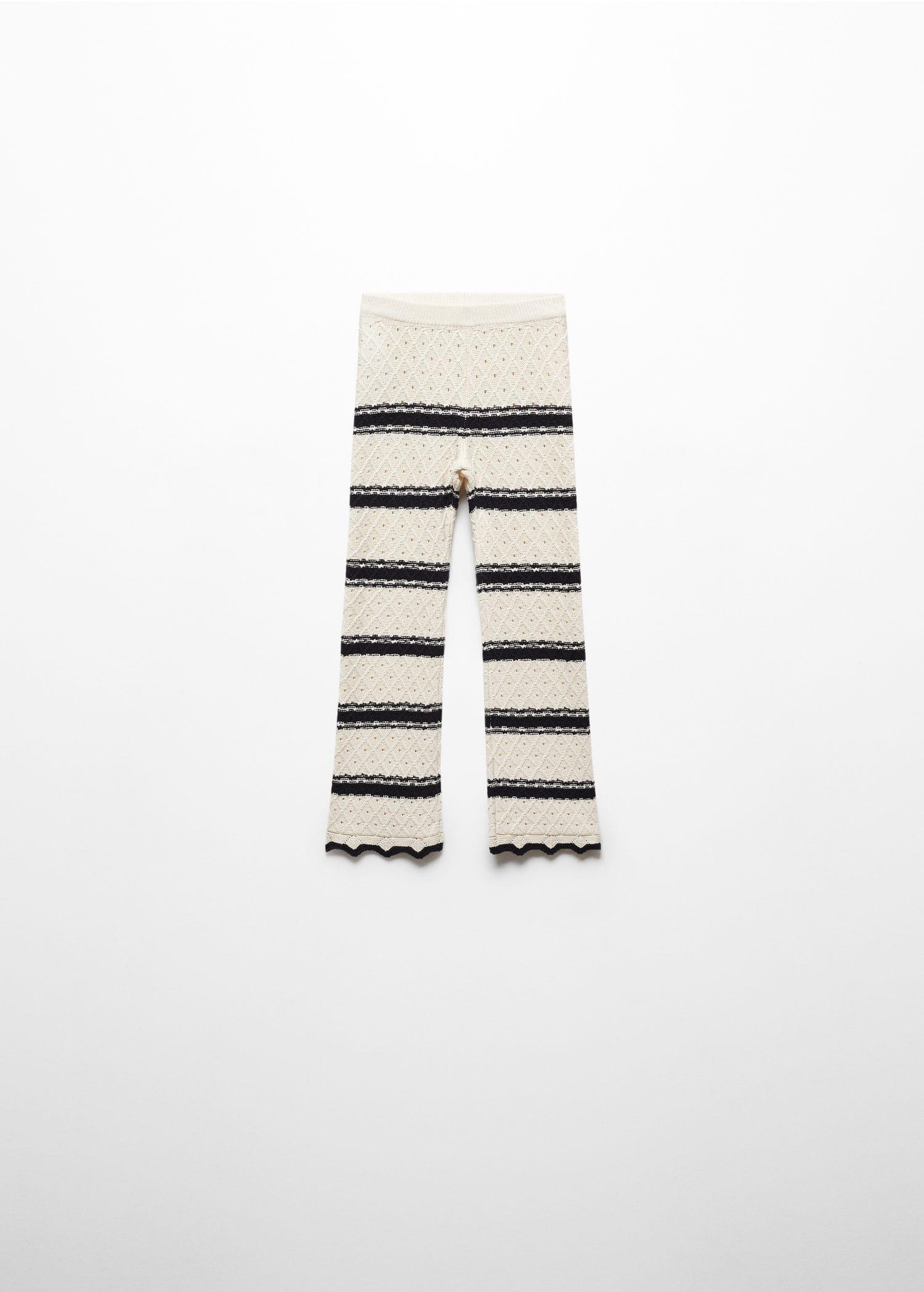 MANGO Striped Knit Trousers in Ecru | endource