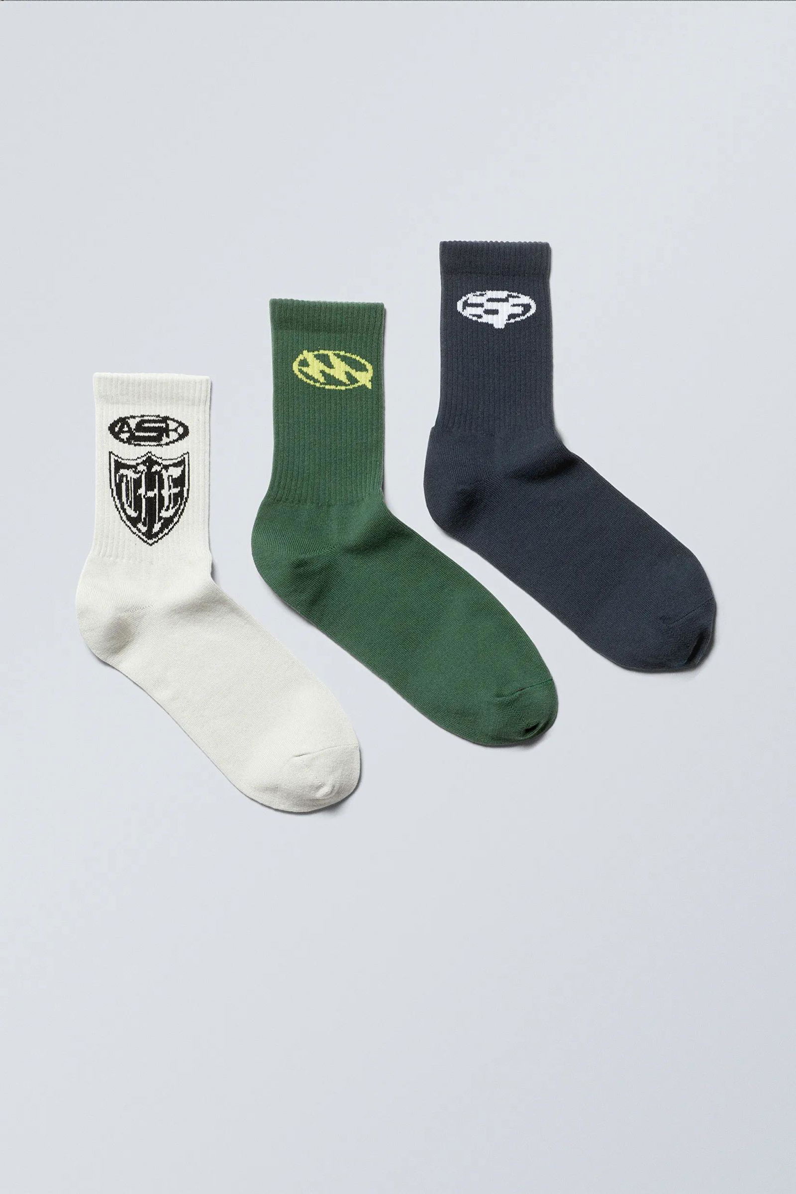 WEEKDAY 3-Pack Sport Graphic Socks in Sport Print Mix | Endource