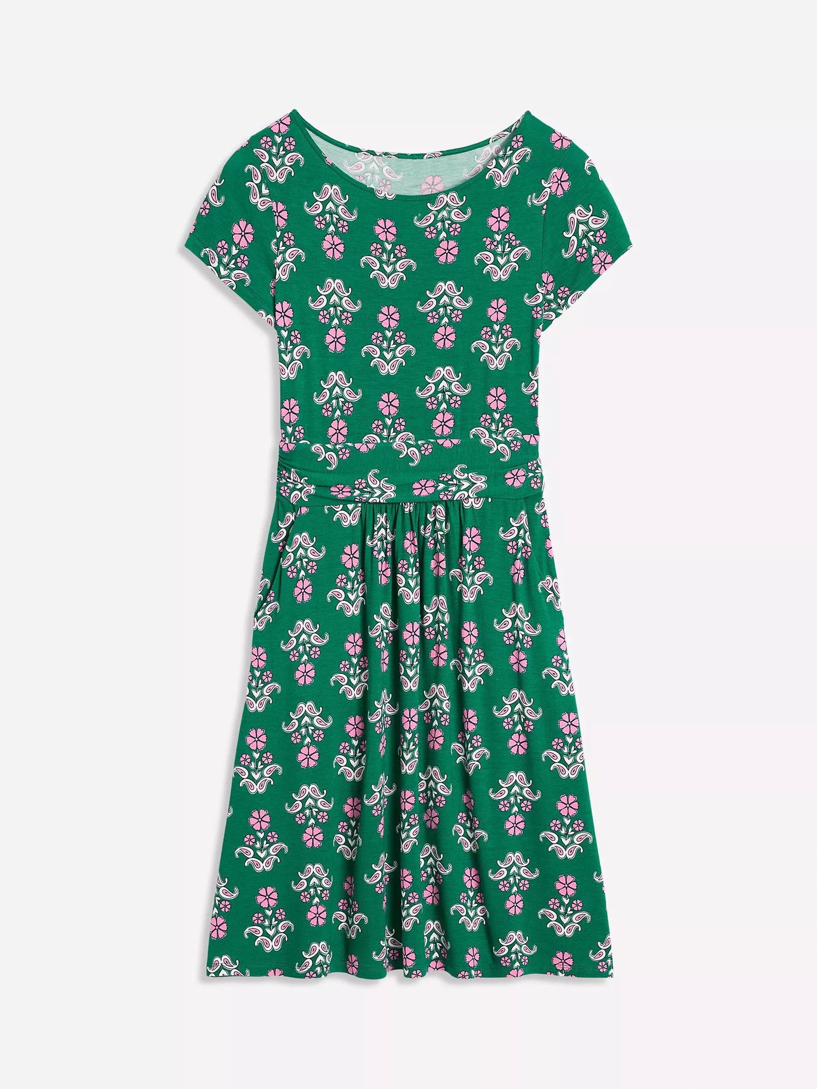 BODEN Amelie Floral Jersey Dress in Forest Grass/Multi | endource