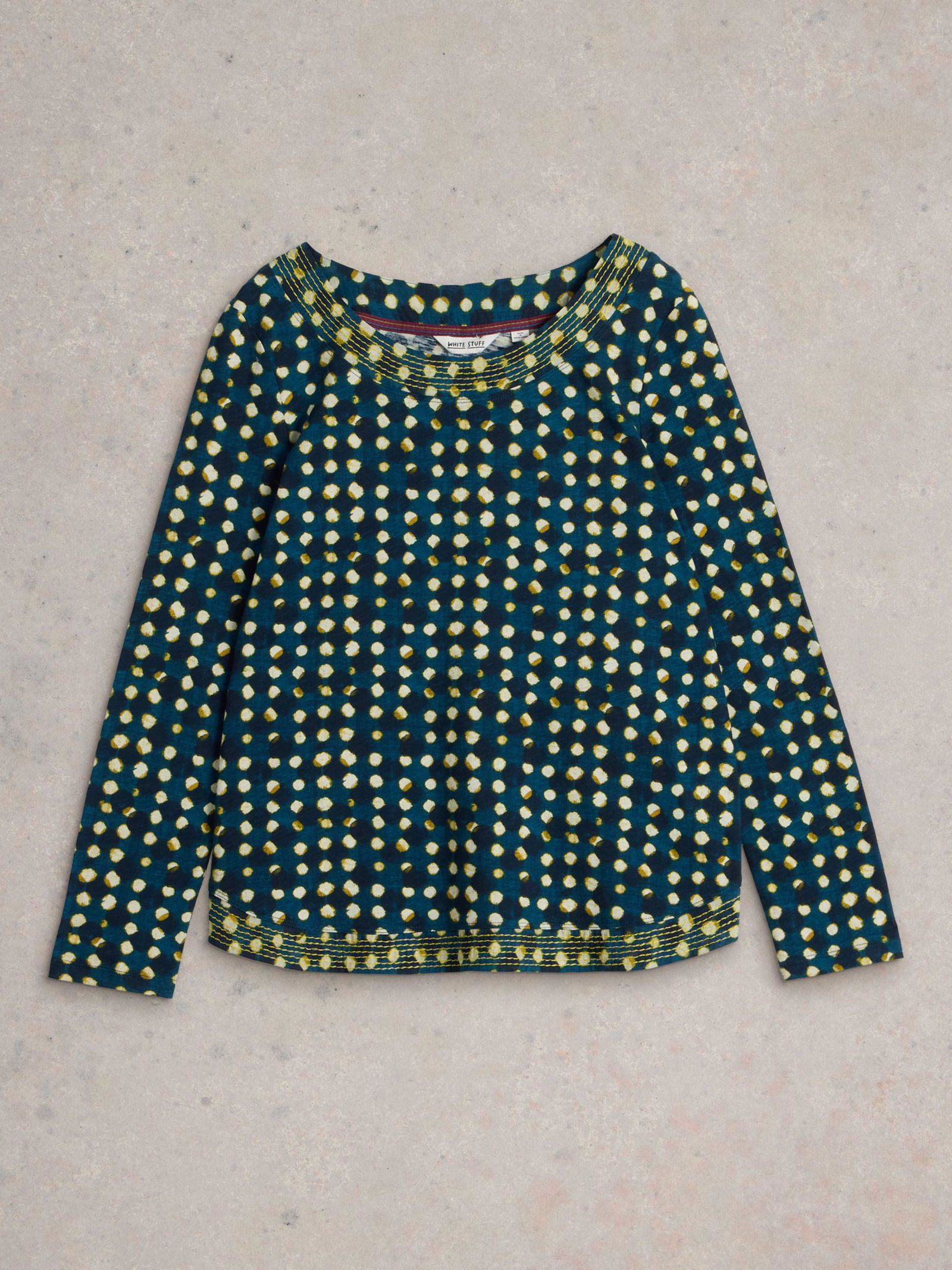 WHITE STUFF Spot Print Organic Cotton Top in Blue/Multi | endource