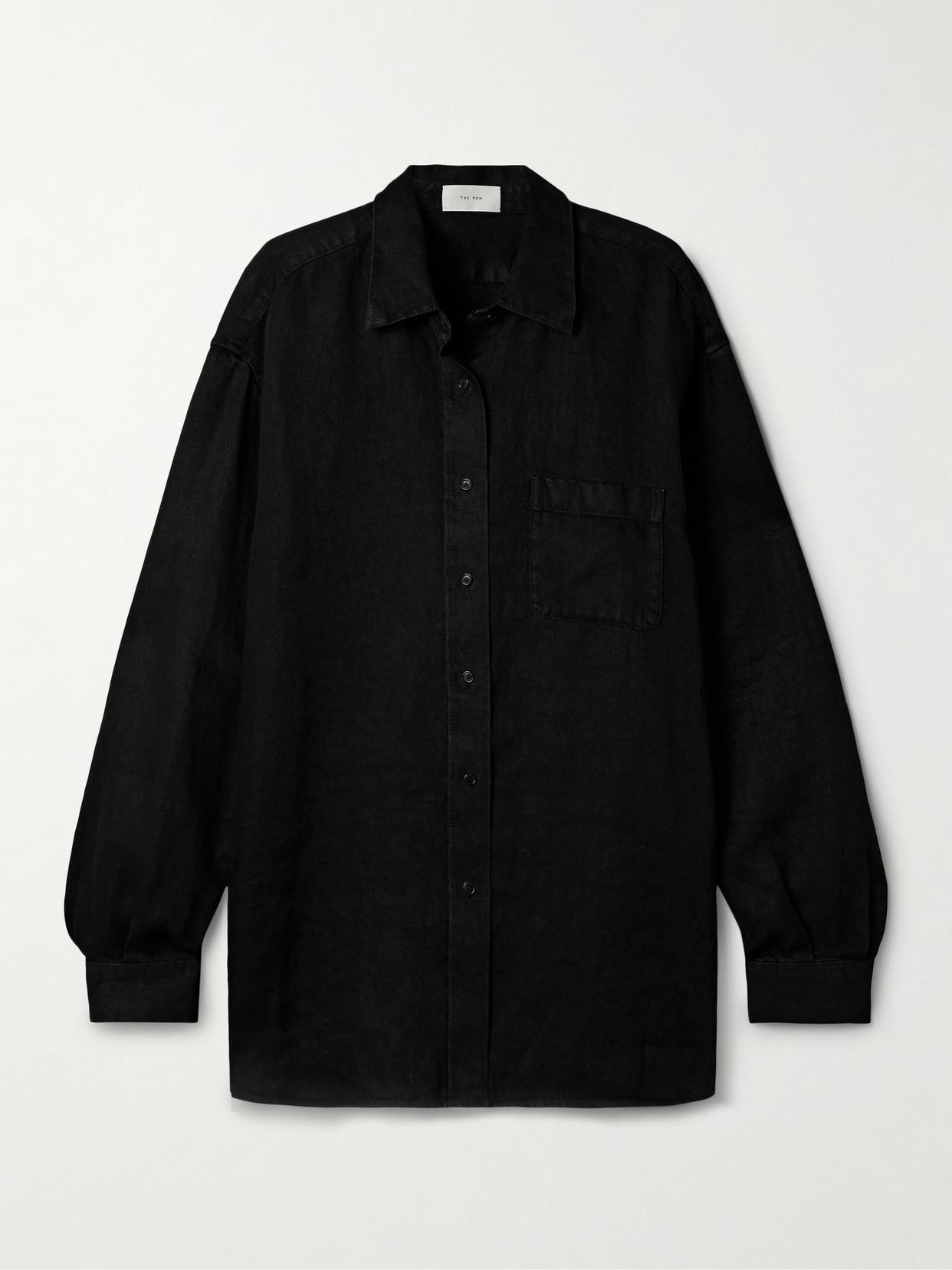 THE ROW Nesson Linen Shirt in Black | endource