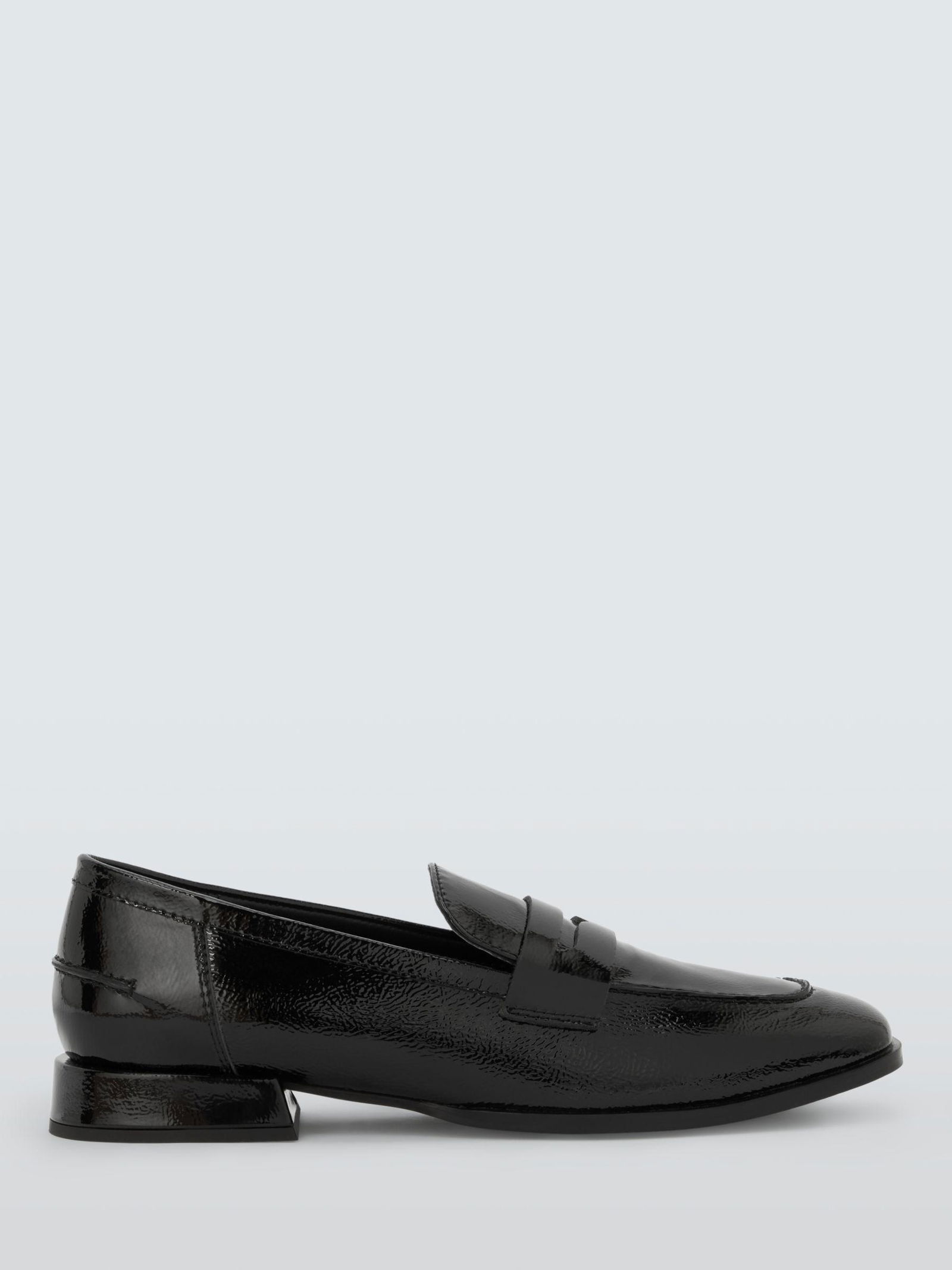 JOHN LEWIS ANYDAY Gaia Leather Minimal Penny Loafers in Black | endource
