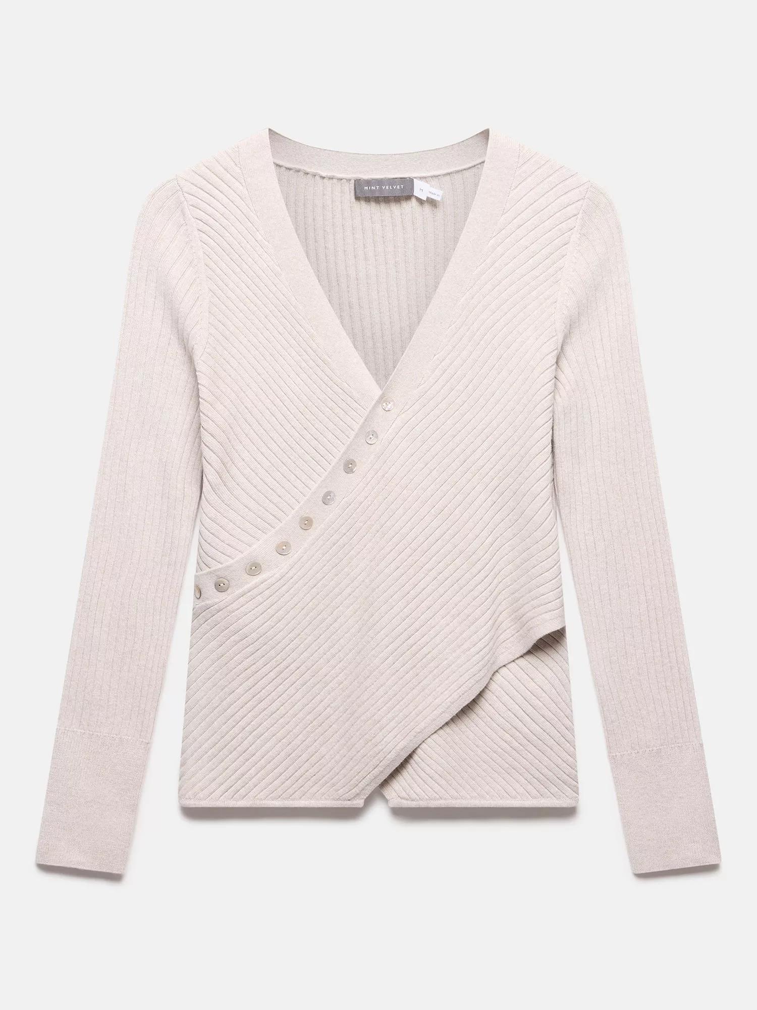 MINT VELVET Asymmetric Button Jumper in Cream | endource