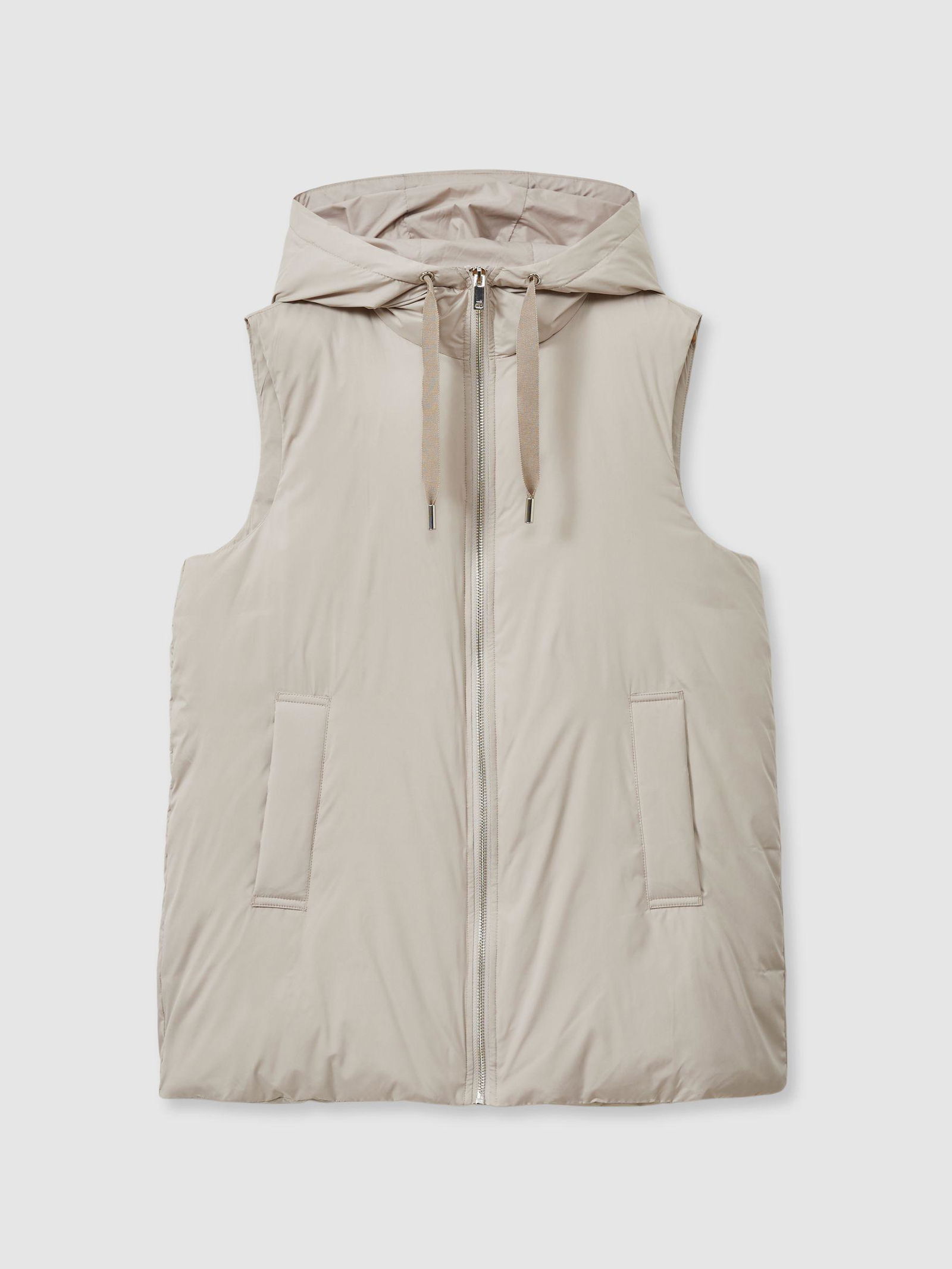 REISS Padded Hooded Gilet in Neutral | endource