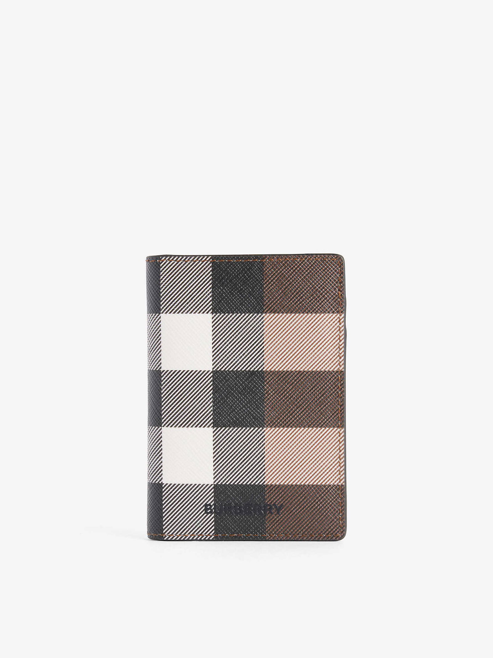 BURBERRY Bateman Check-Print Faux-Leather Wallet in Dark Birch Brown ...