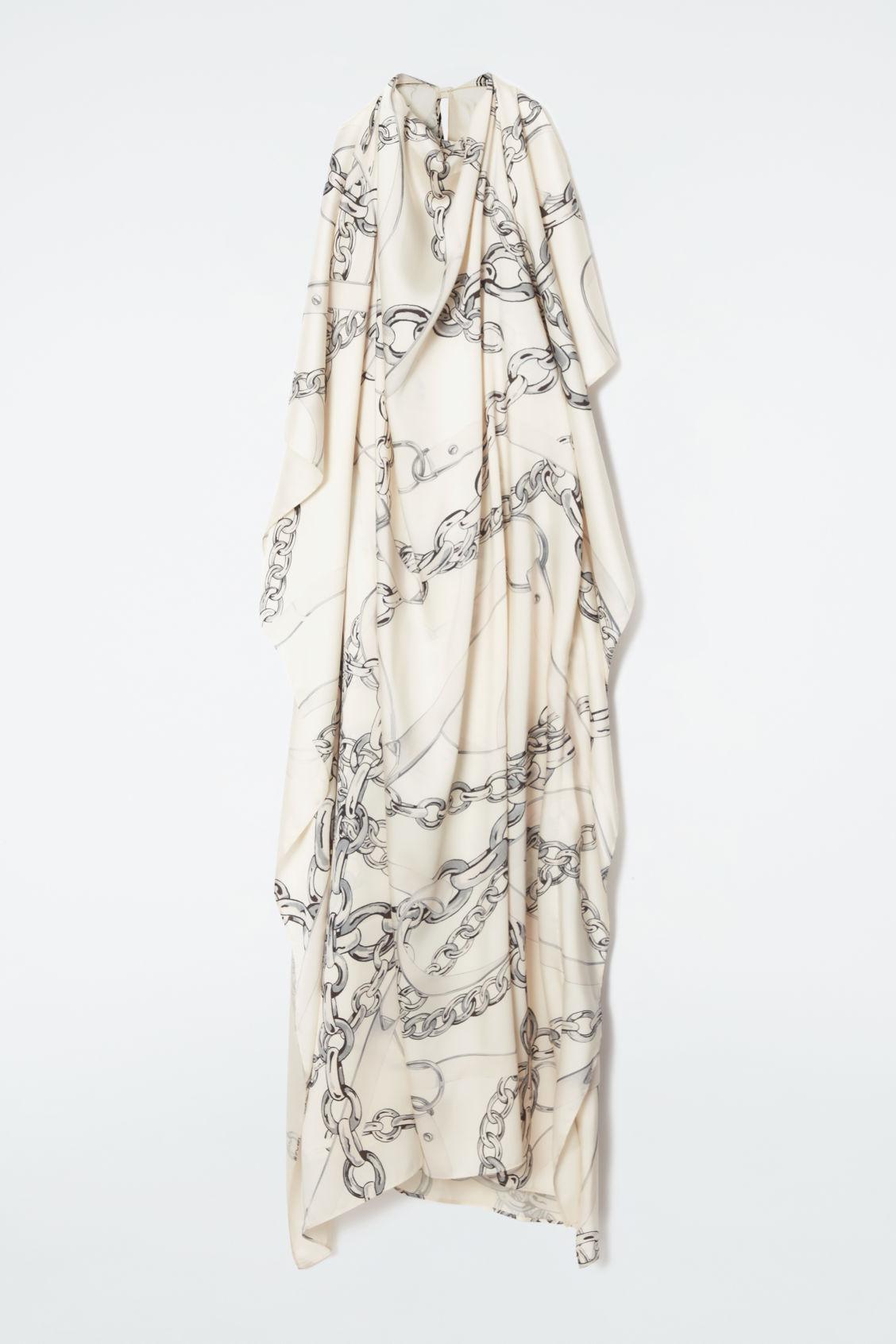 COS Asymmetric Chain-Print Midi Dress in WHITE / PRINTED | Endource
