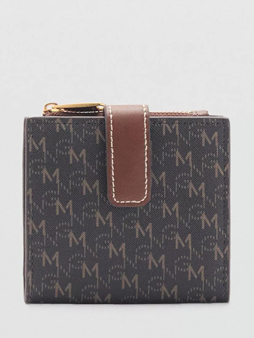 MANGO Marco Monogram Purse in Brown | endource