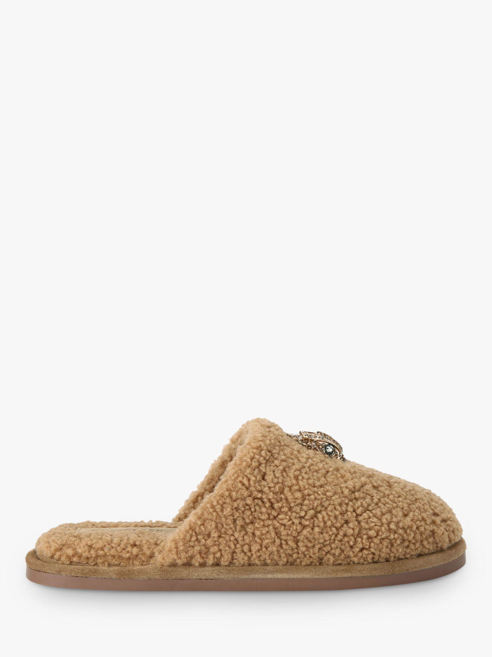 KURT GEIGER LONDON Kensington Faux Fur Slippers in Camel | Endource