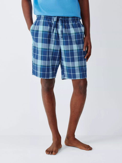 JOHN LEWIS Organic Cotton Check Pyjama Shorts, Blue Navy | endource