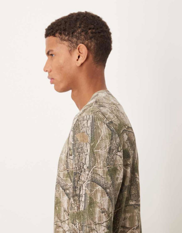 ABERCROMBIE + FITCH Abercrombie & Fitch Long Sleeve Waffle Top In Camo ...