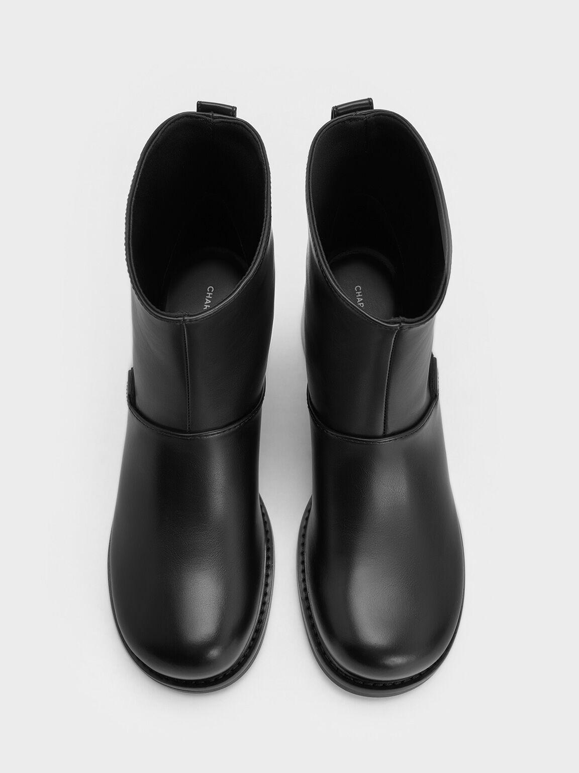 CHARLES & KEITH Stitch-Trim Block-Heel Ankle Boots | endource