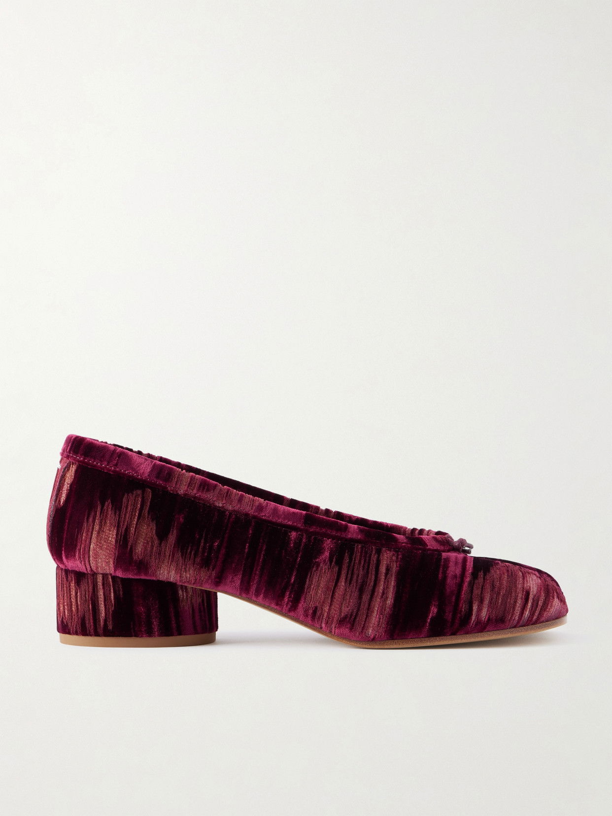 MAISON MARGIELA Tabi Ballerina Split-toe Distressed Velvet Pumps | endource