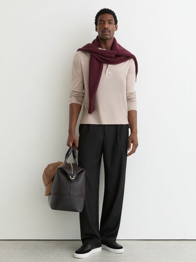 REISS Airwater-Cotton Jersey Henley T-Shirt In Stone | endource