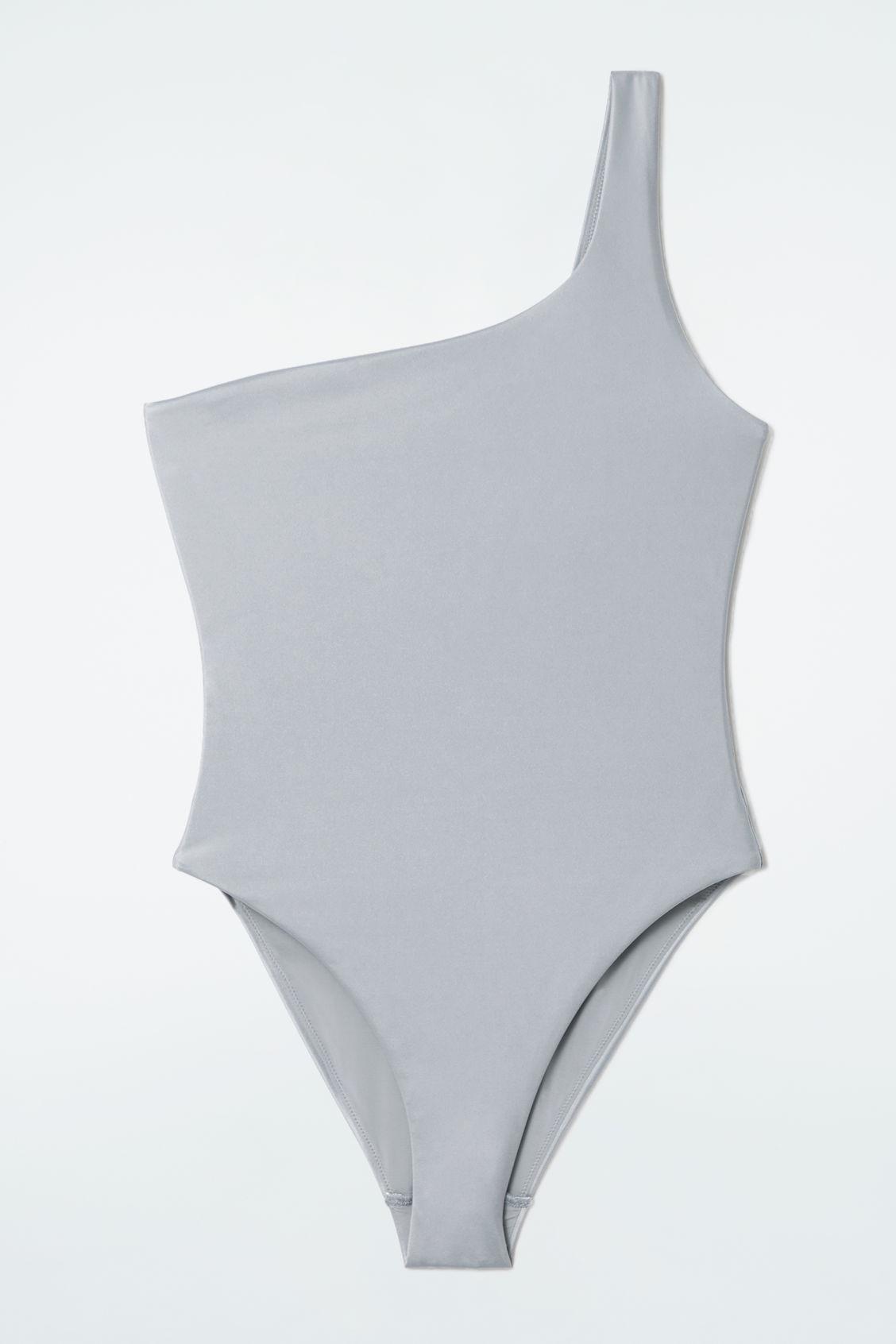 COS Metallic One-Shoulder Swimsuit in SILVER | endource