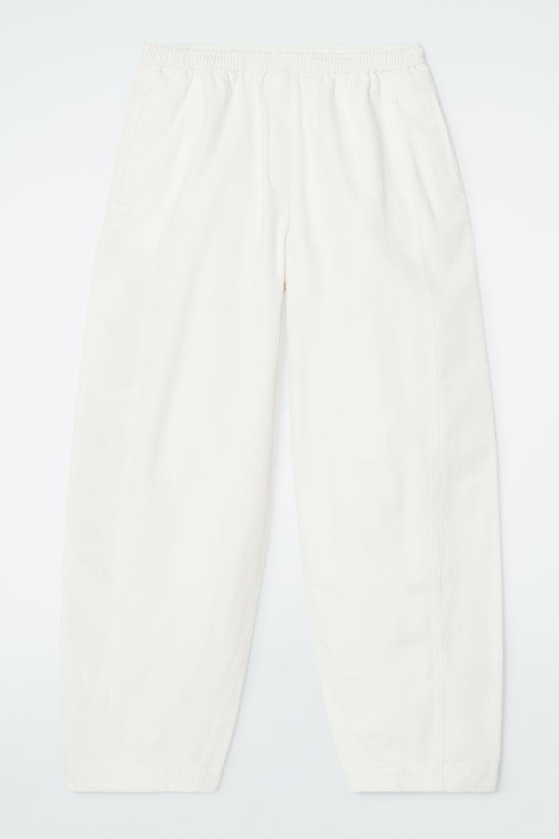 COS Barrel-Leg Cotton Trousers in WHITE | endource