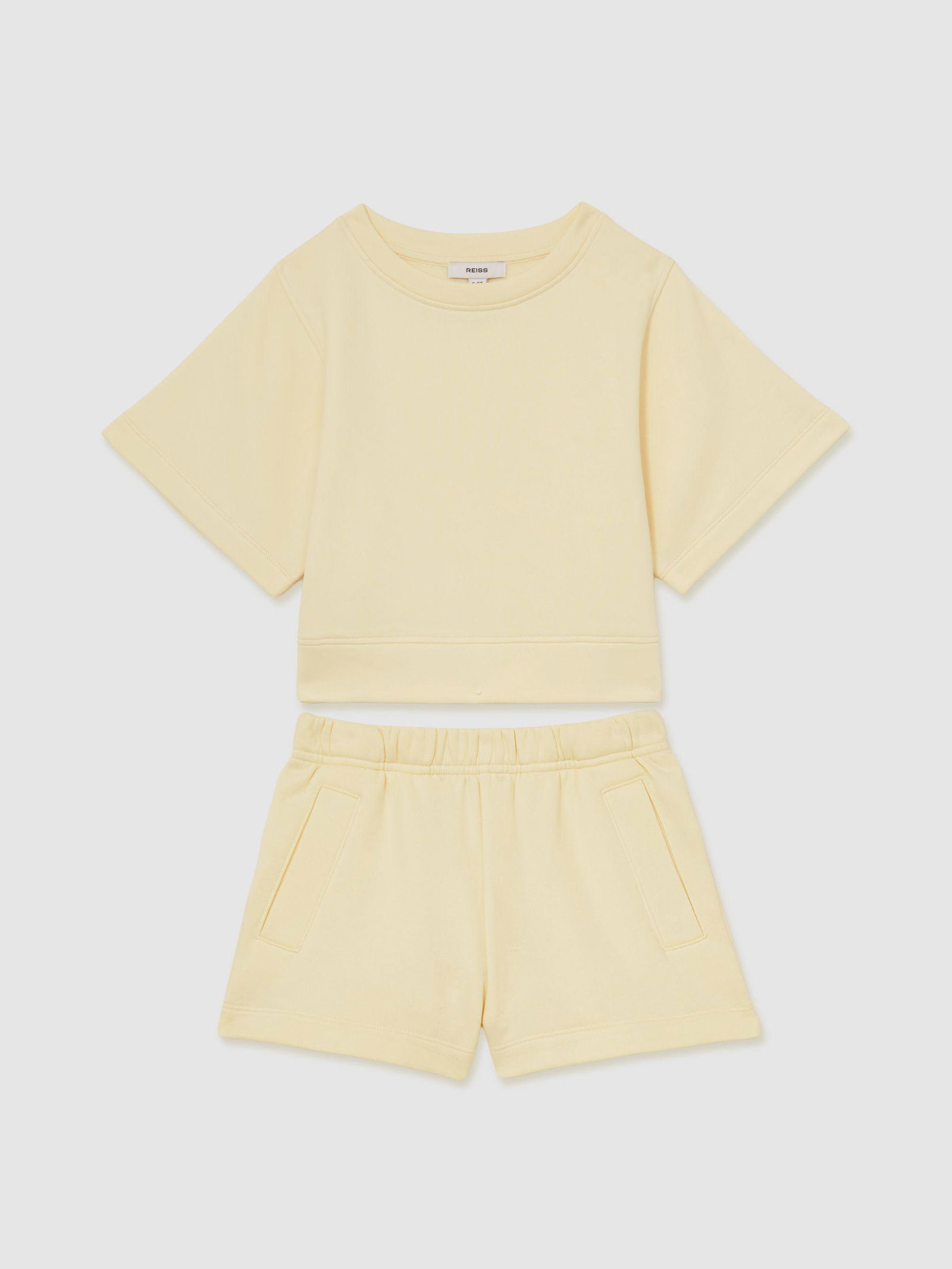 REISS Meg Cotton-Blend Sweatshirt And Shorts Set in Lemon | endource