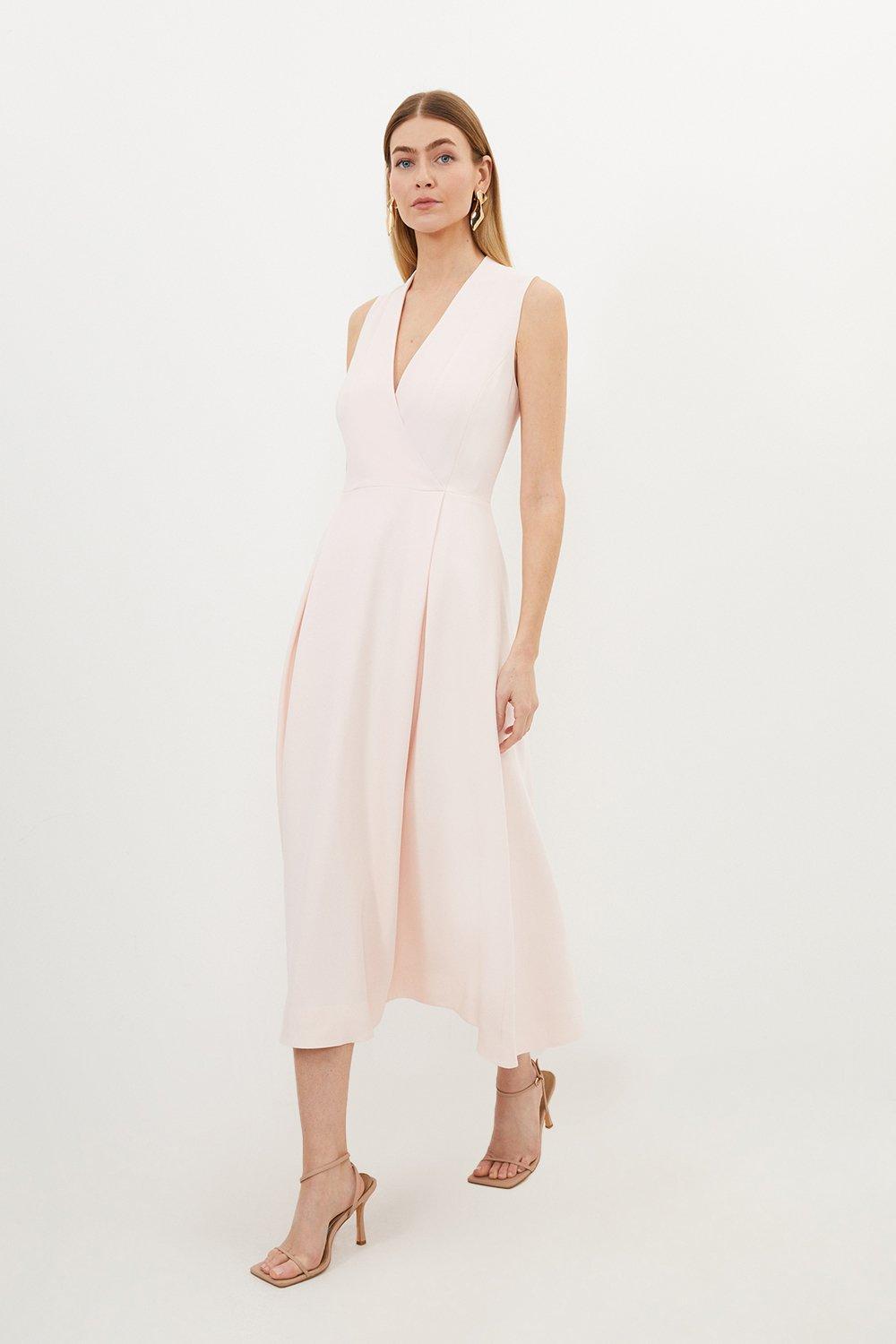 KAREN MILLEN Compact Viscose Tailored Maxi Dress in Blush | Endource