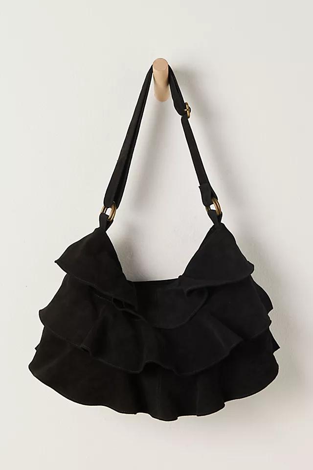 FREE PEOPLE Rae Ruffle Shoulder Bag in Black | endource