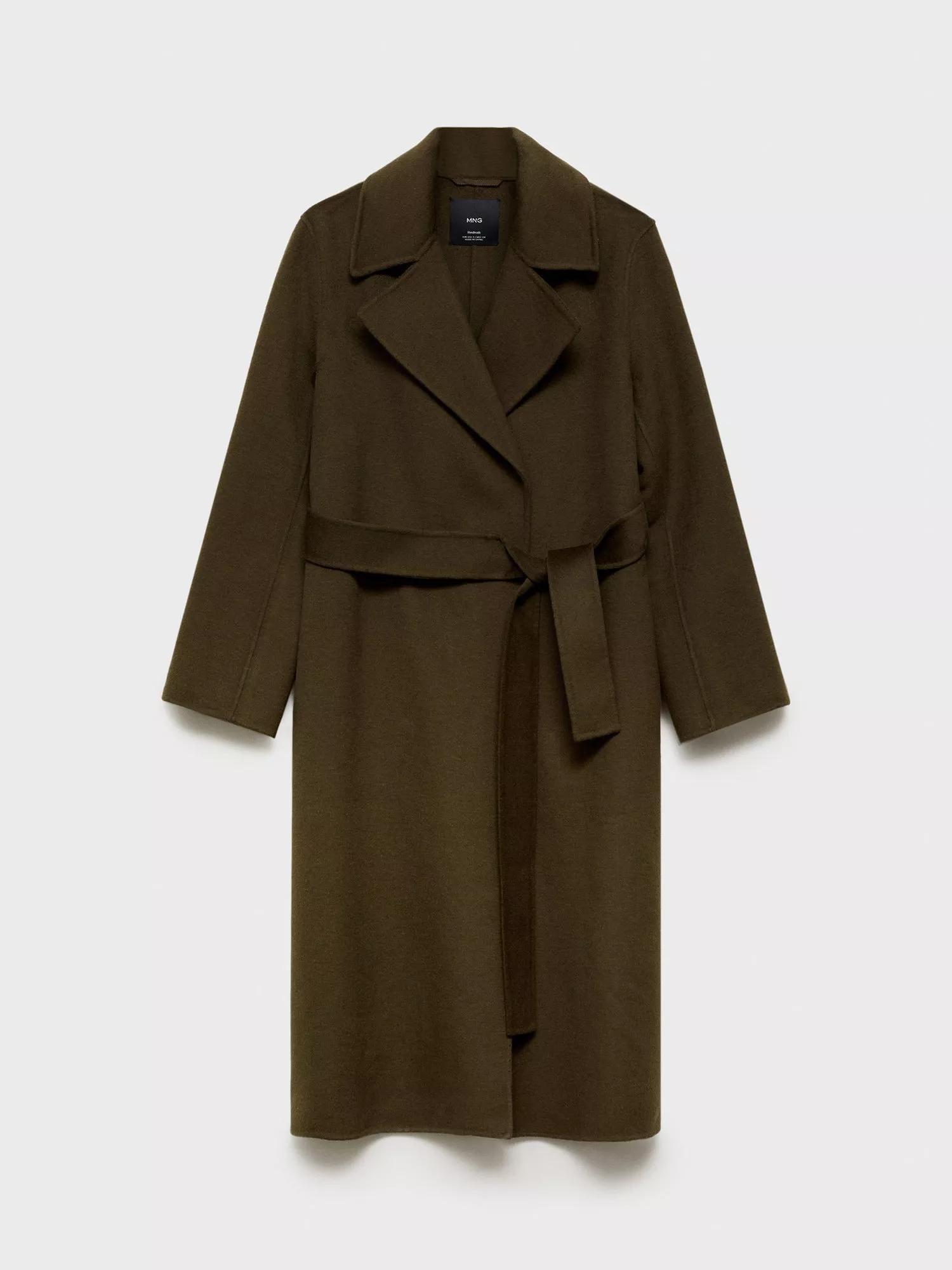 MANGO Batin Wool Blend Belted Coat in Khaki | endource