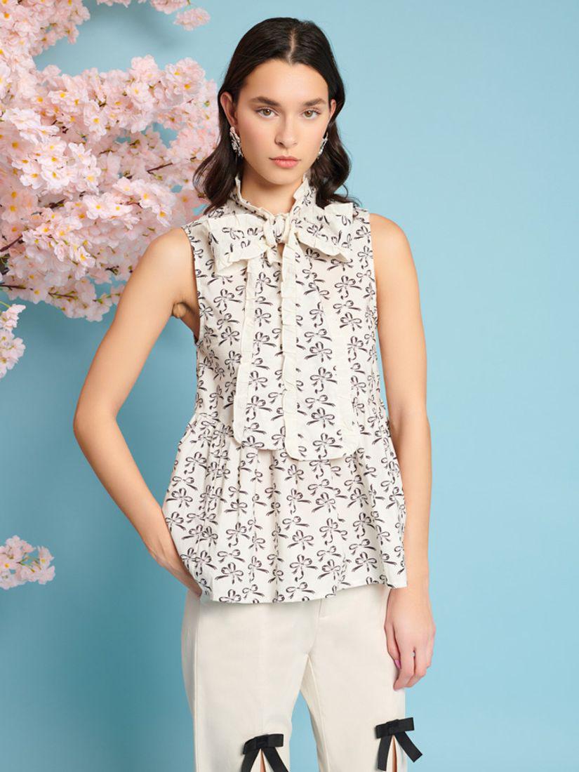 SISTER JANE Ribbons Print Bow Blouse in Black/Multi | endource