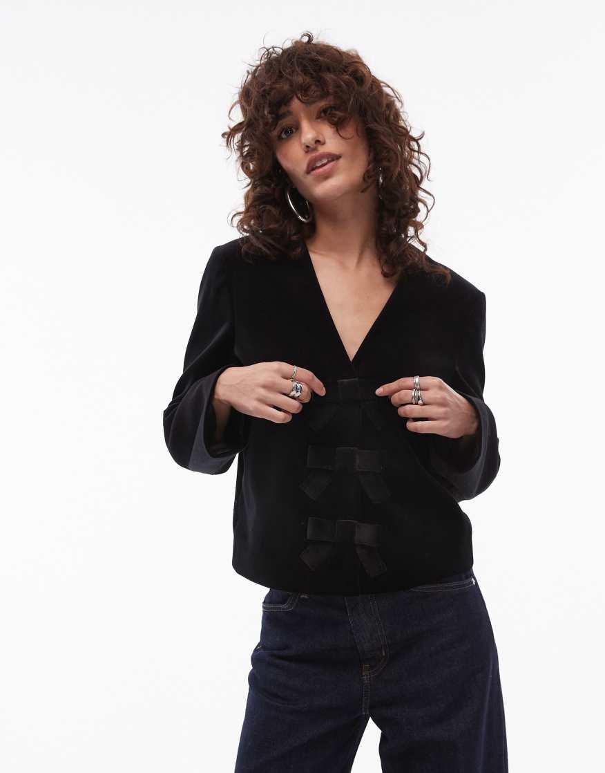 ARKET Velvet Top With Bow Front Detail | endource