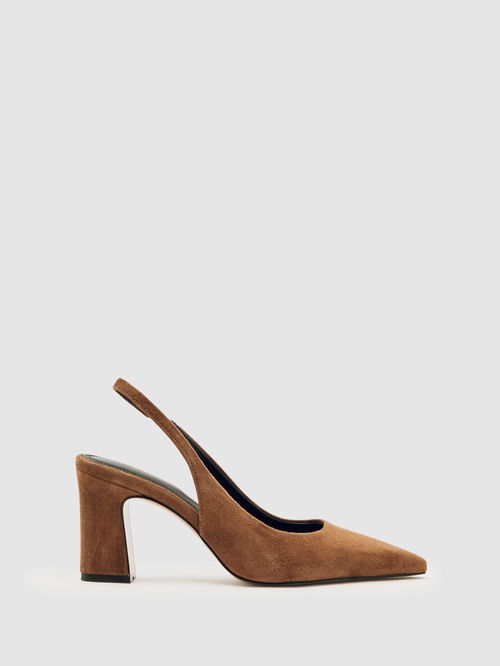 REISS Lorena Suede Slingback Court Shoes | endource