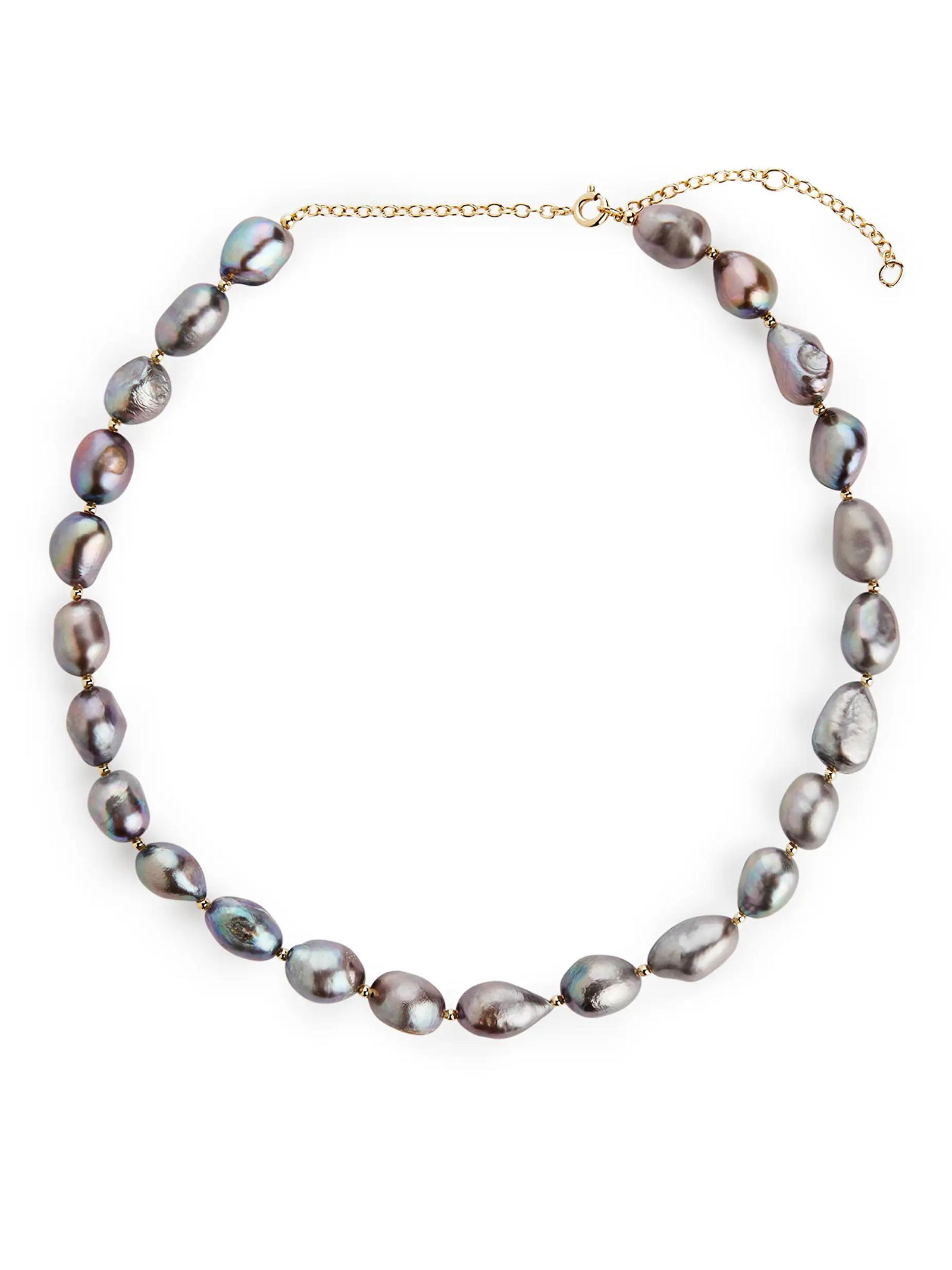 ARKET Freshwater Pearl Necklace in Dark Pearl/Gold | endource