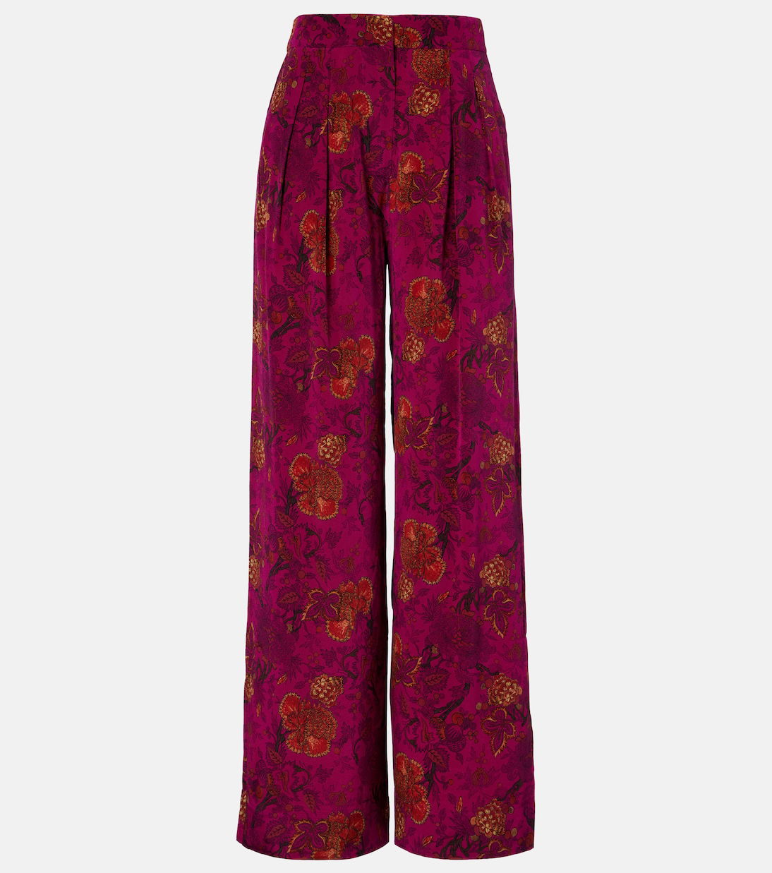 ULLA JOHNSON Aviva Silk Crêpe De Chine Wide-leg Pants | endource