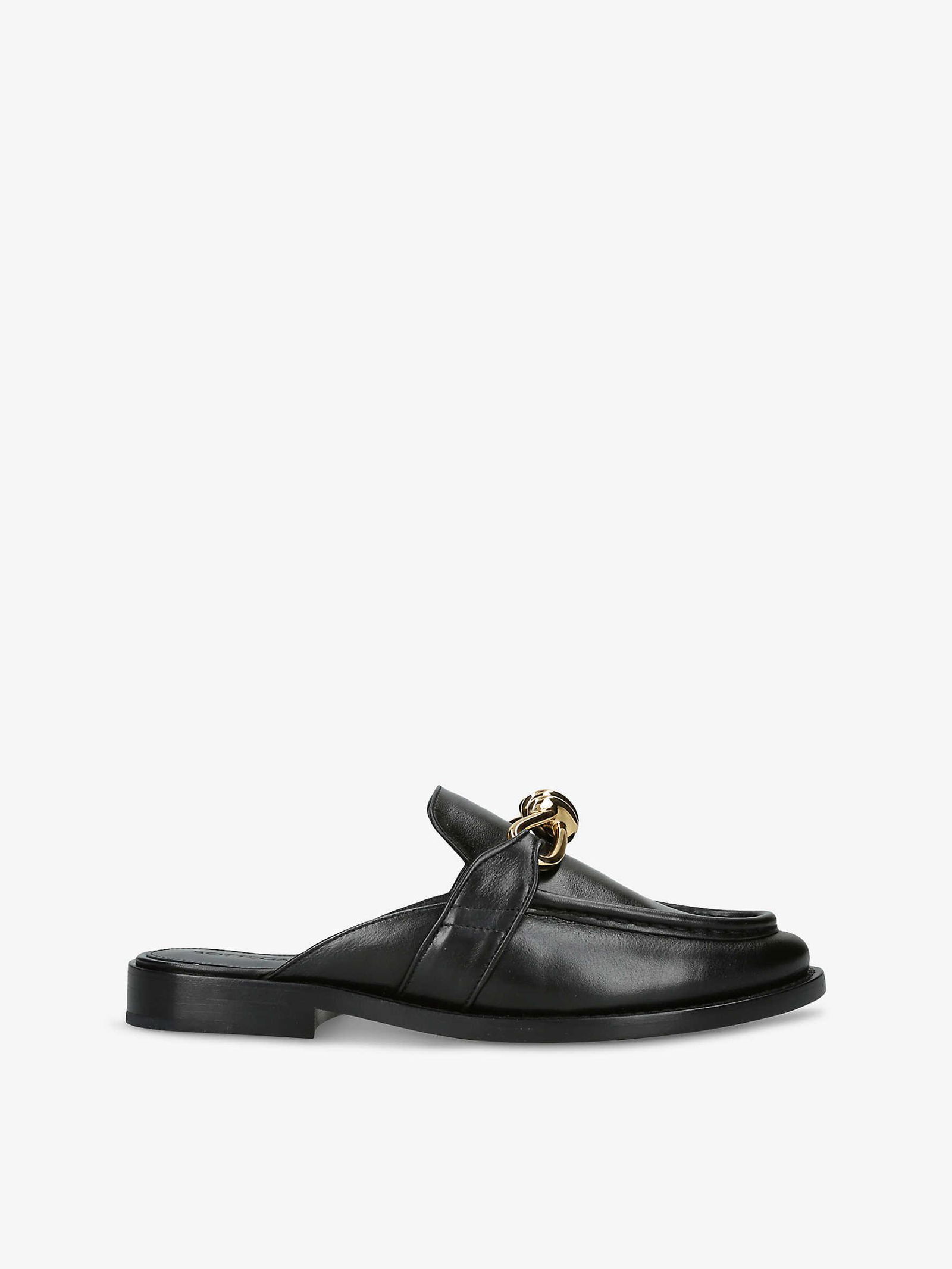 BOTTEGA VENETA Astaire Sabot Chain-Embellished Leather Loafers in BLACK | endource
