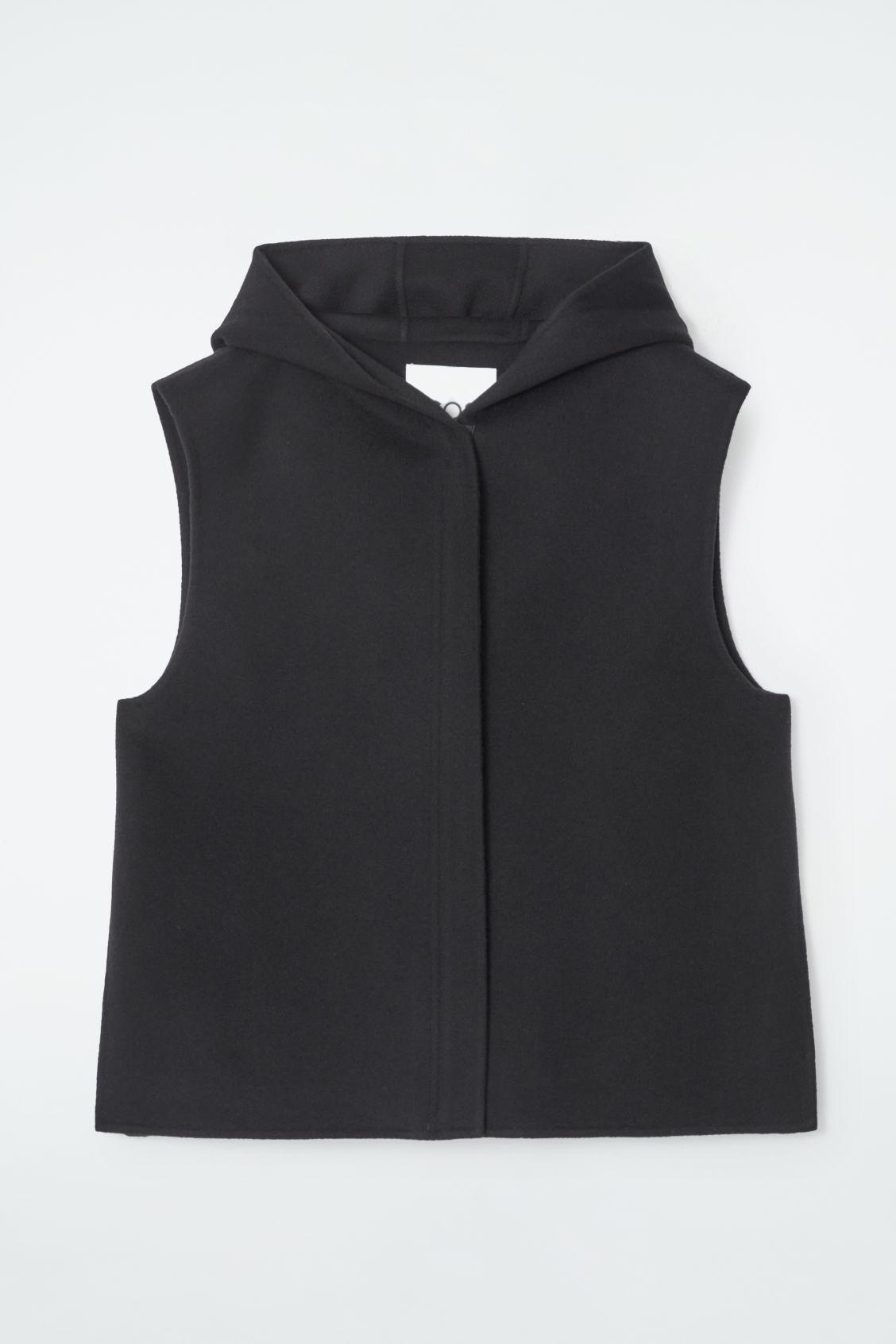 COS Double-Faced Hybrid Hooded Gilet in BLACK | endource