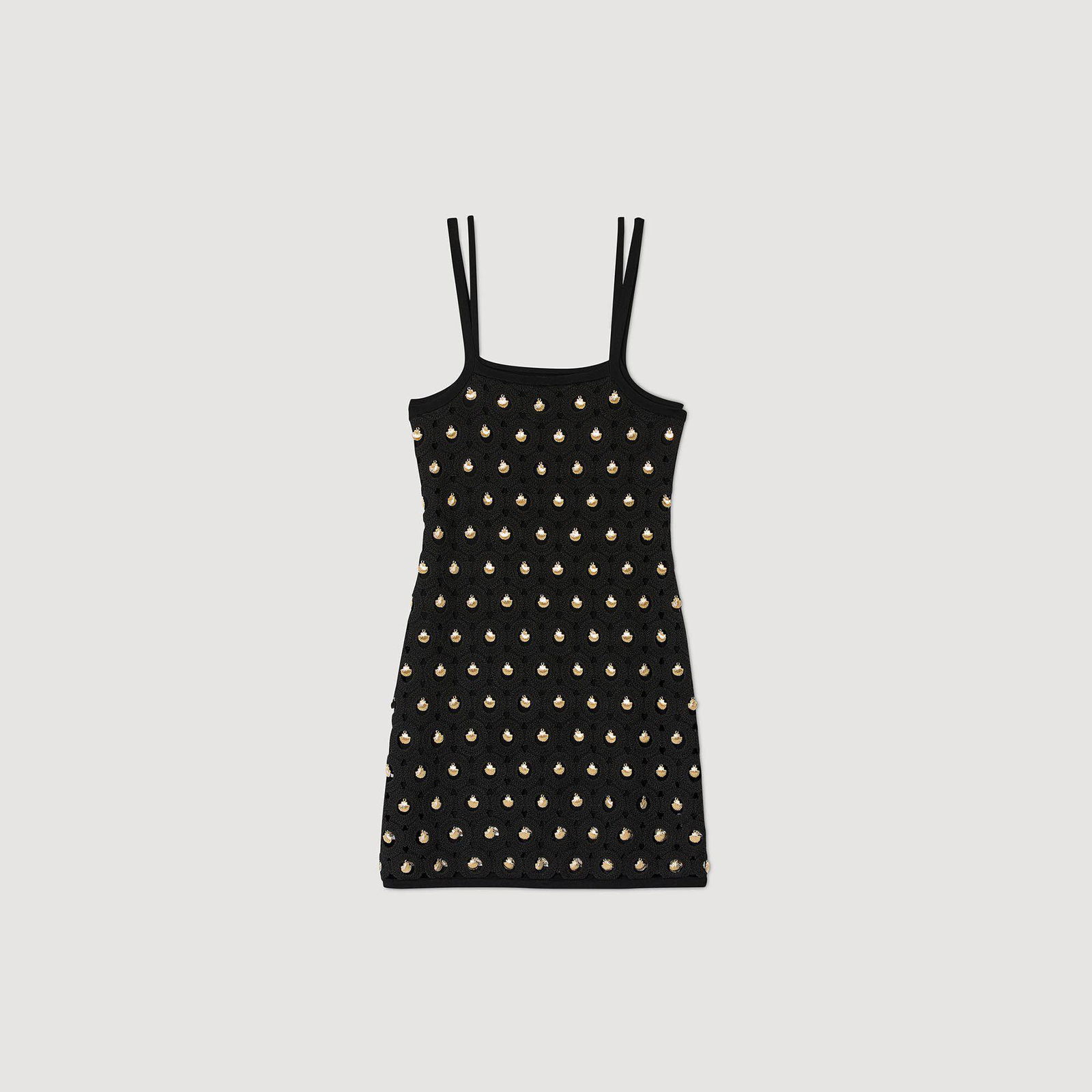 SANDRO Short Dress With Shell Pendants in Black | endource