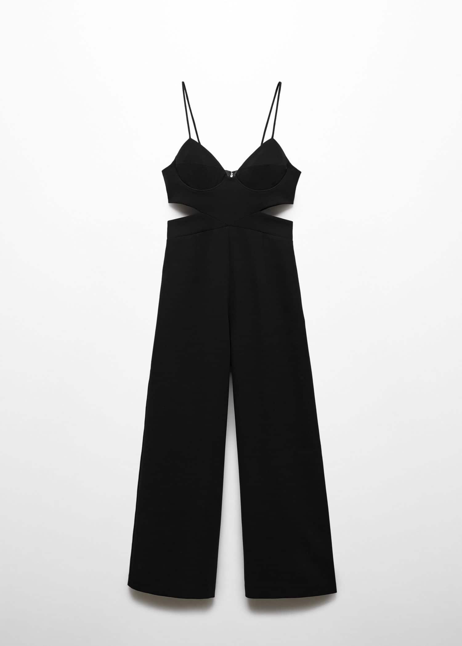 MANGO Strap Jumpsuit With Side Slits in White | endource
