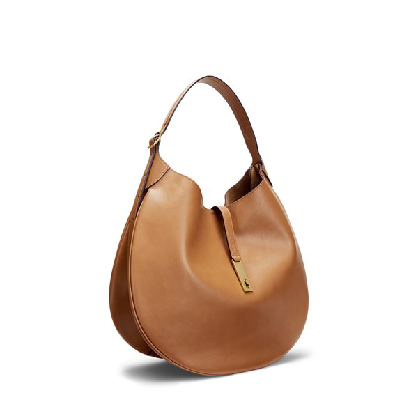RALPH LAUREN Polo ID Calfskin Large Shoulder Bag In Tan | endource