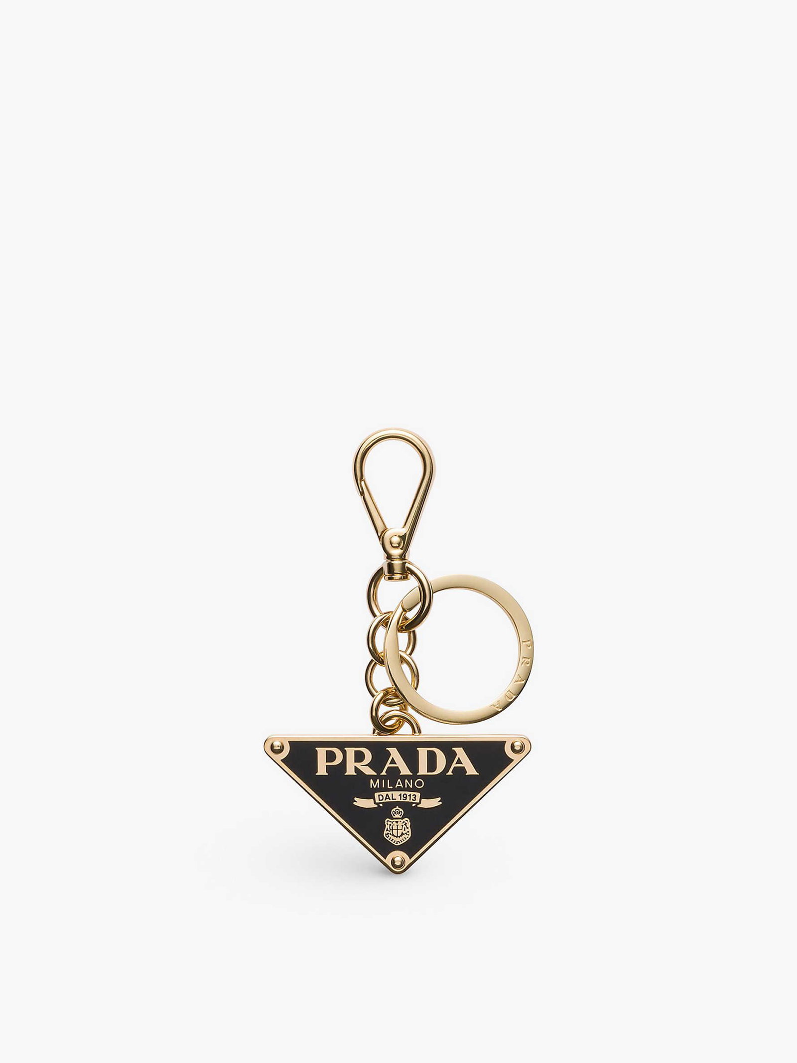 PRADA Triangle-Logo Metal Keychain | endource