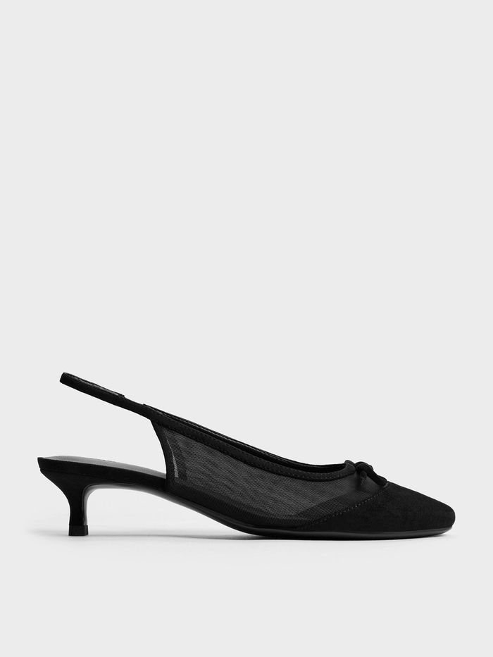 CHARLES & KEITH Mulligan Mesh Bow Slingback Pumps | endource