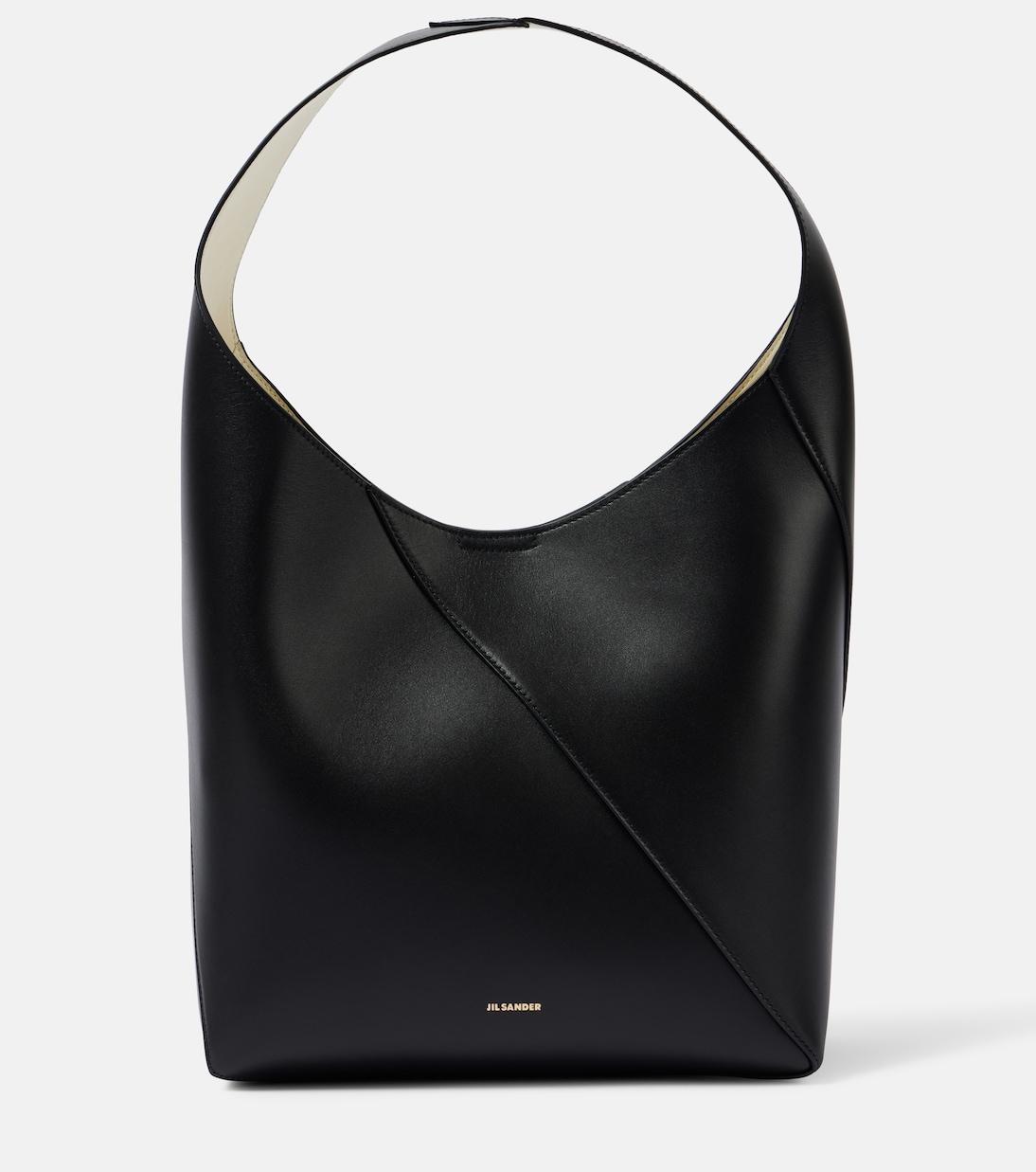 JIL SANDER Vertigo Medium Leather Tote Bag in Black | endource